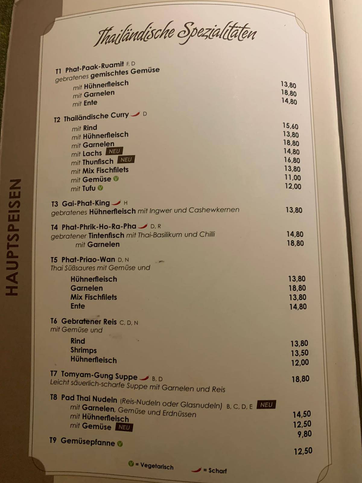 Menu at Ginko restaurant, Wörgl