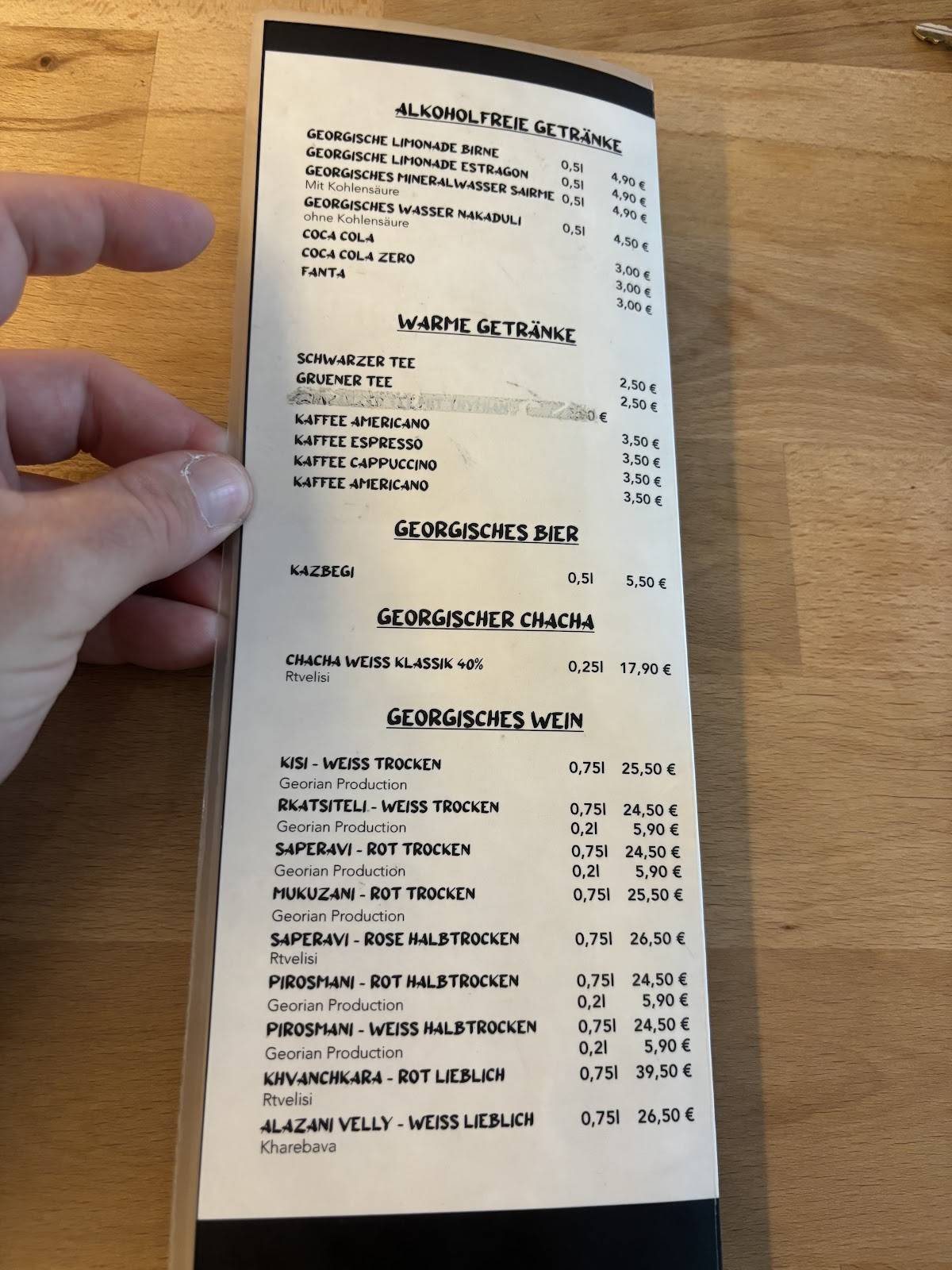 Speisekarte von Gio's restaurant, Berlin
