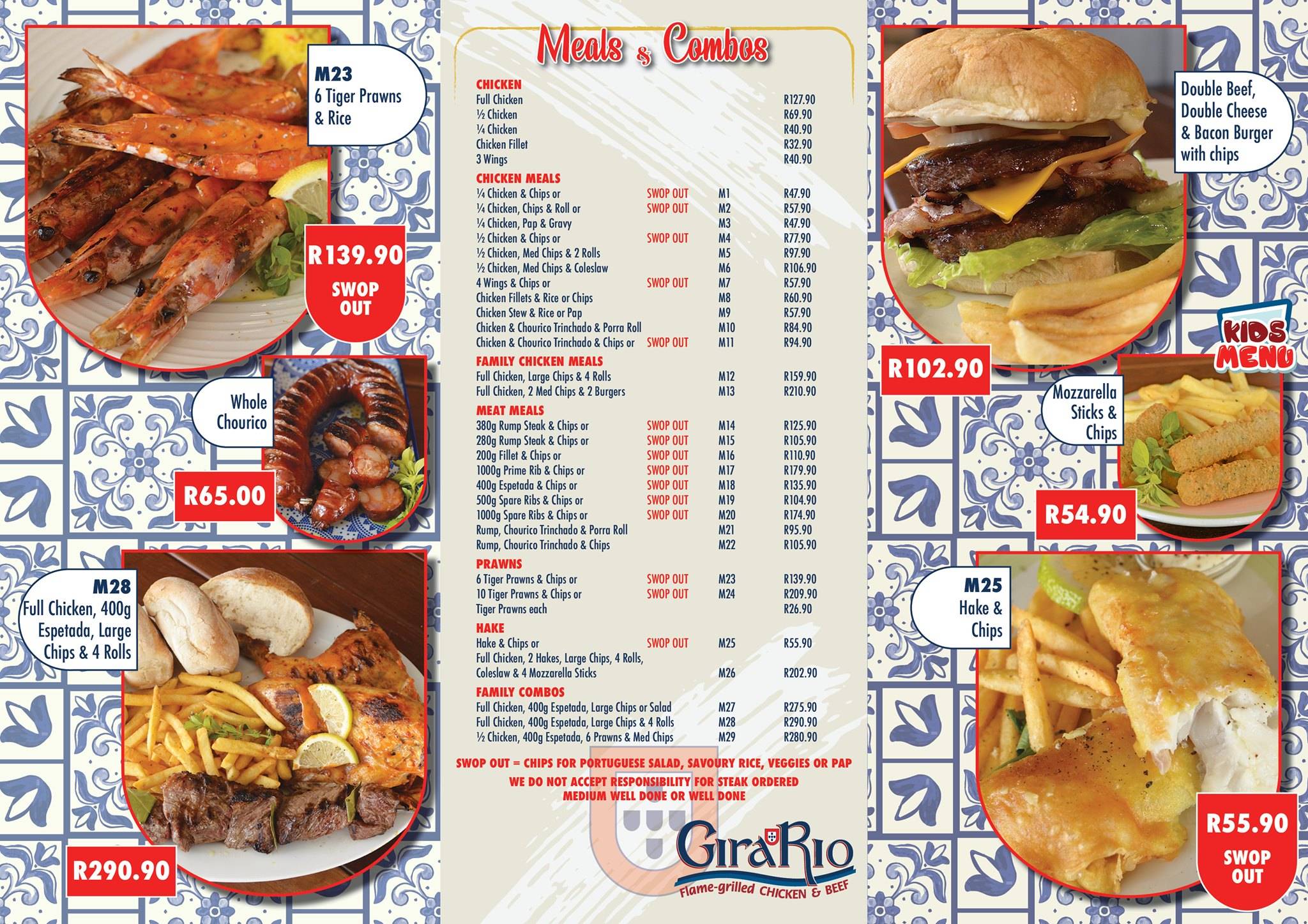 Menu at GiraRio Good Food Good Mood restaurant, Vanderbijlpark, Shop 19A