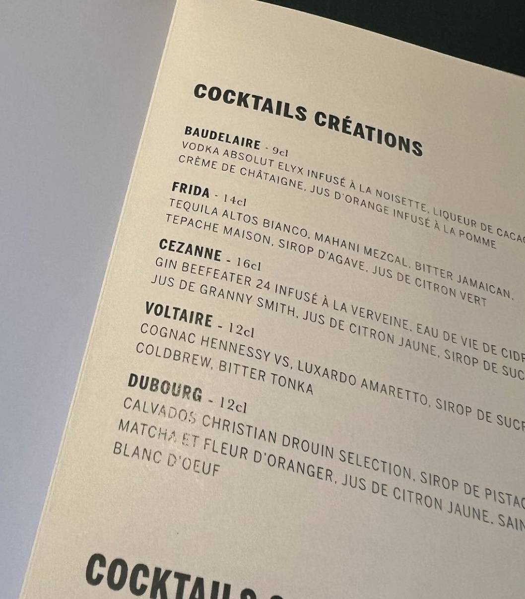 Menu at Girafe Restaurant, Paris
