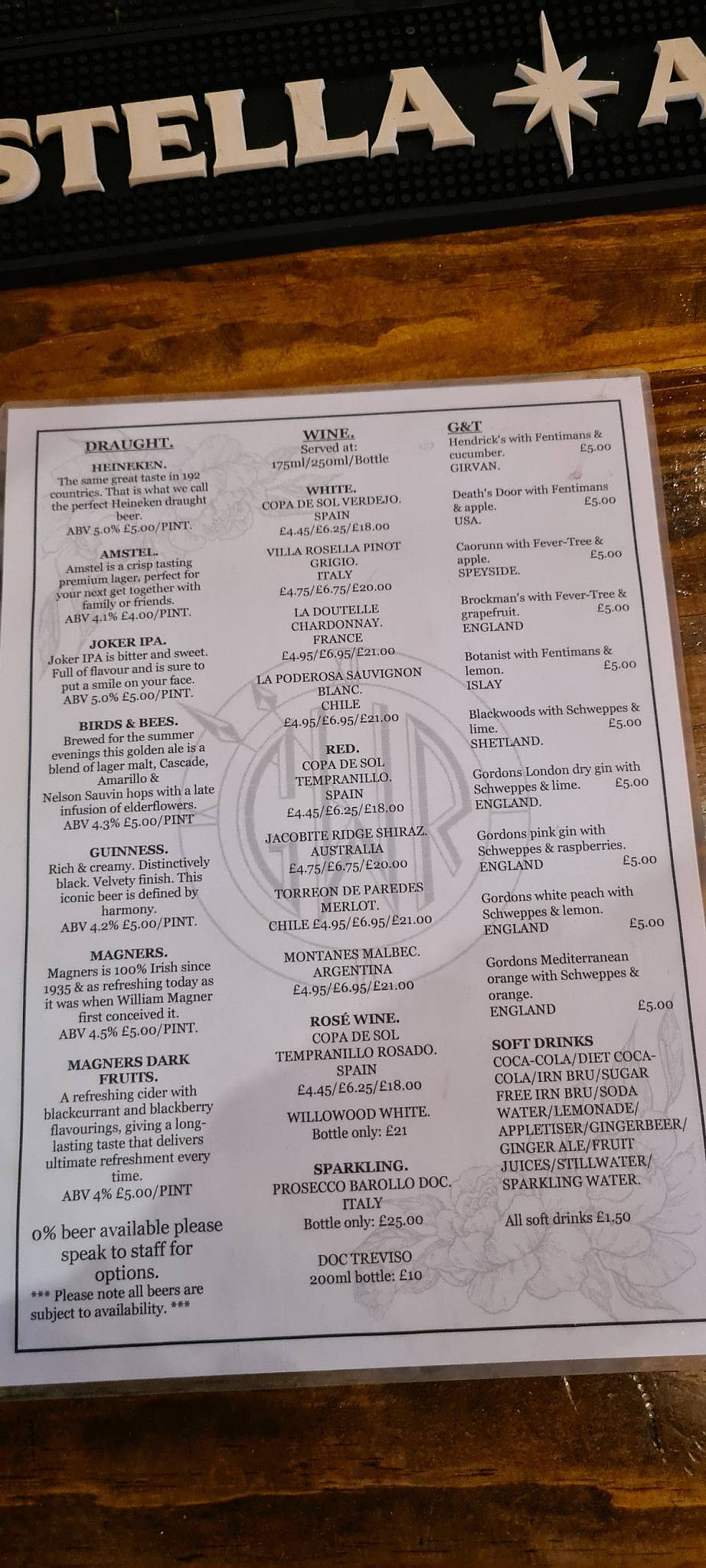 Menu at 1051 GWR restaurant, Glasgow, Great Western Rd