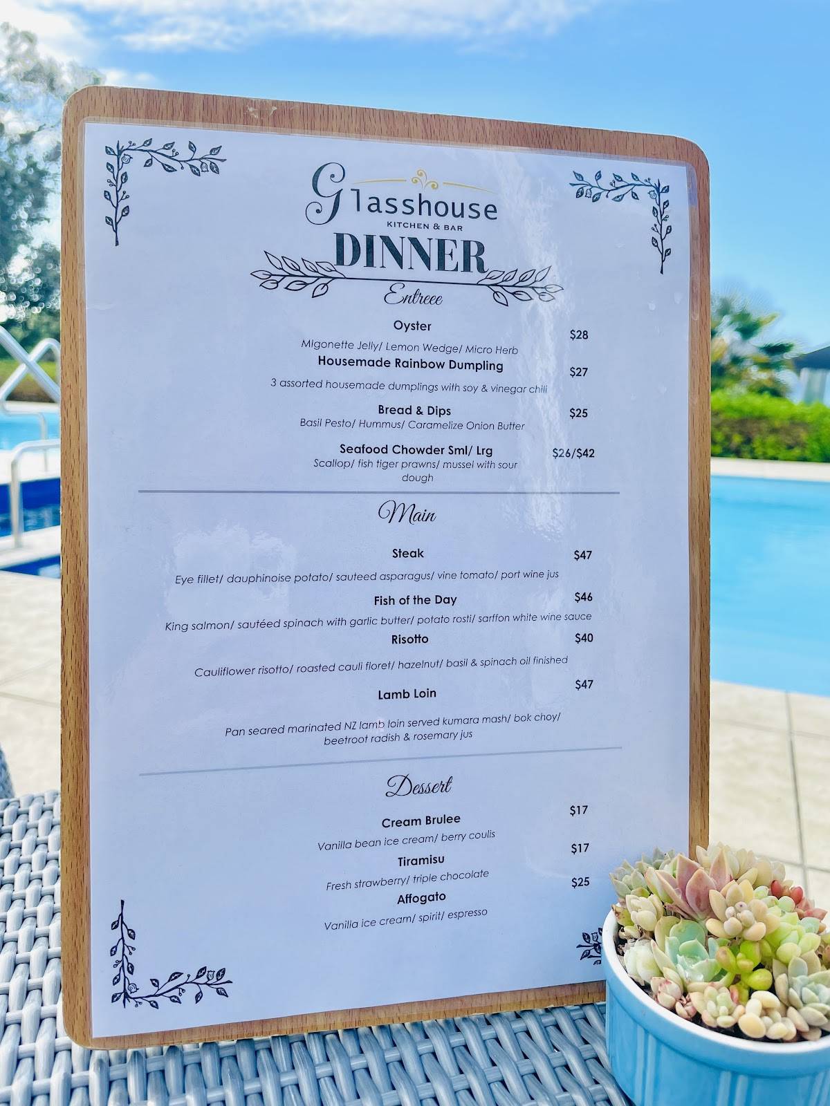Menu at Glasshouse Kitchen and Bar, Paihia