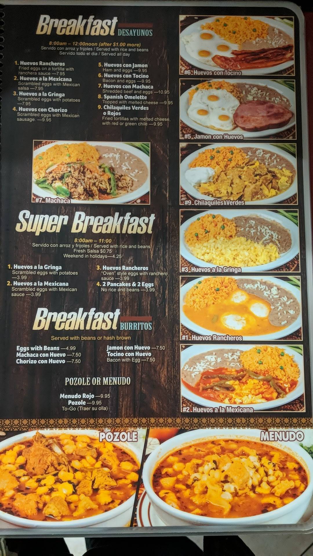 Menu at Casa Jimenez restaurant, Glendora, E Rte 66 B