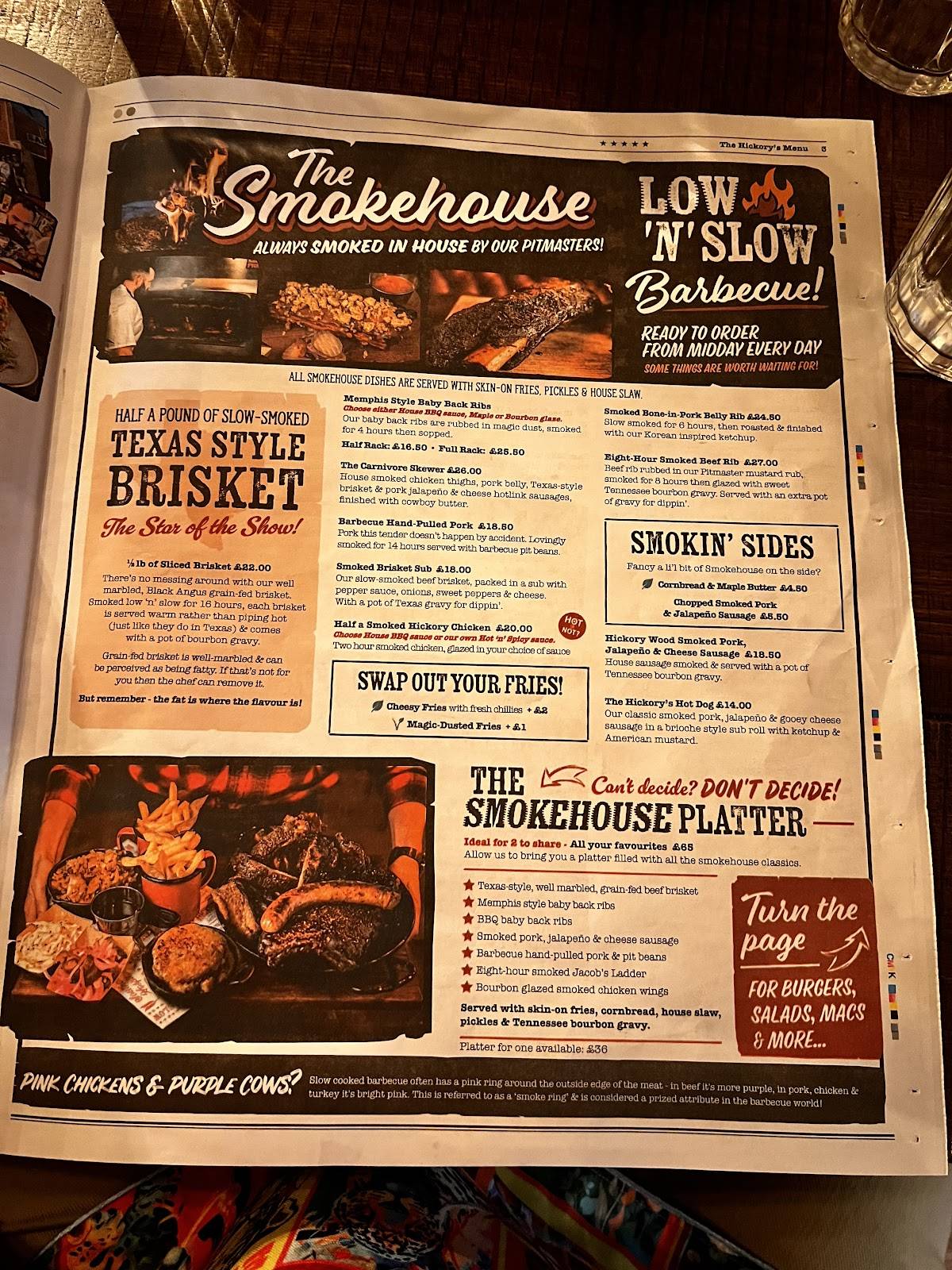 Menu at Hickory's Smokehouse Gloucester restaurant, Gloucester