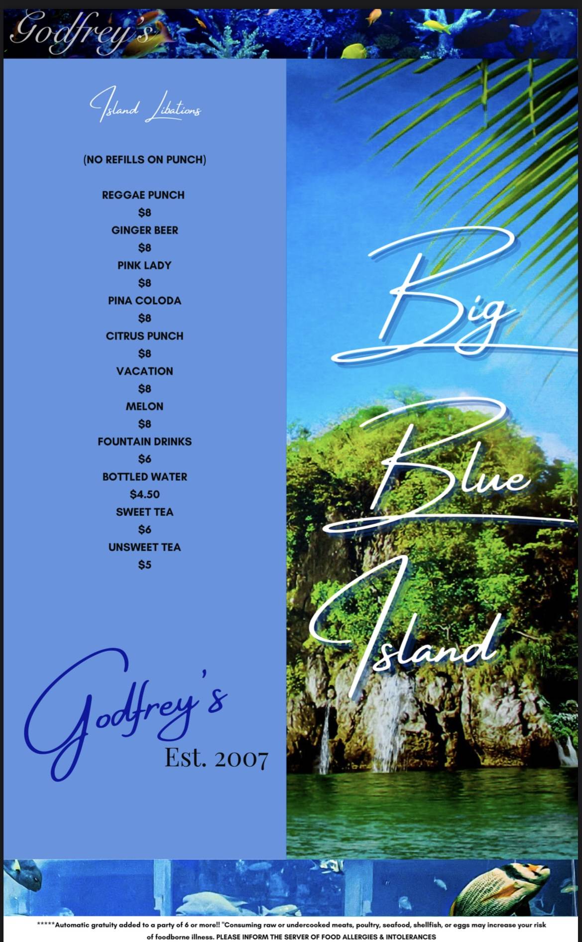 Menu at Godfrey's Flagship restaurant, Flowood
