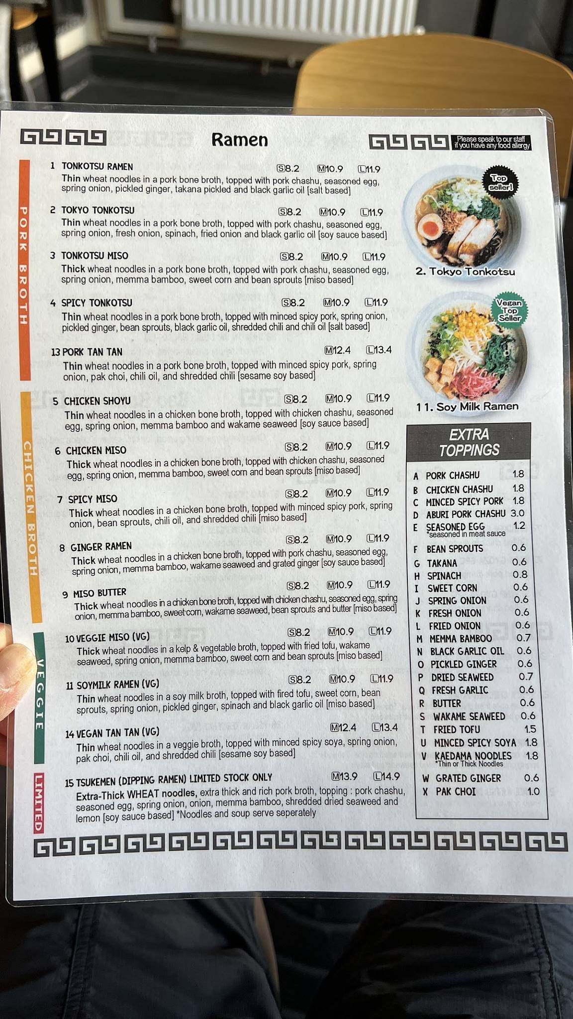 Menu at Goemon Ramen Bar, Brighton