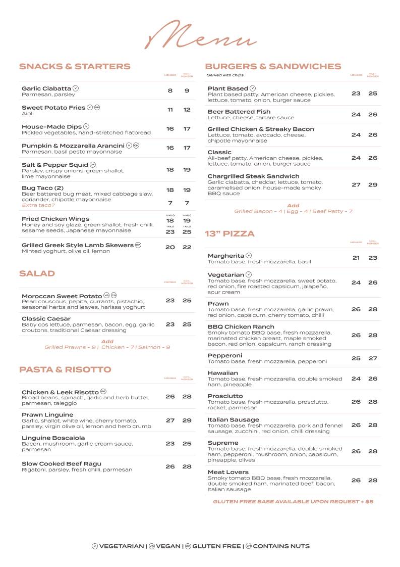 Menu at Gold Coast Tavern pub & bar, Bundall