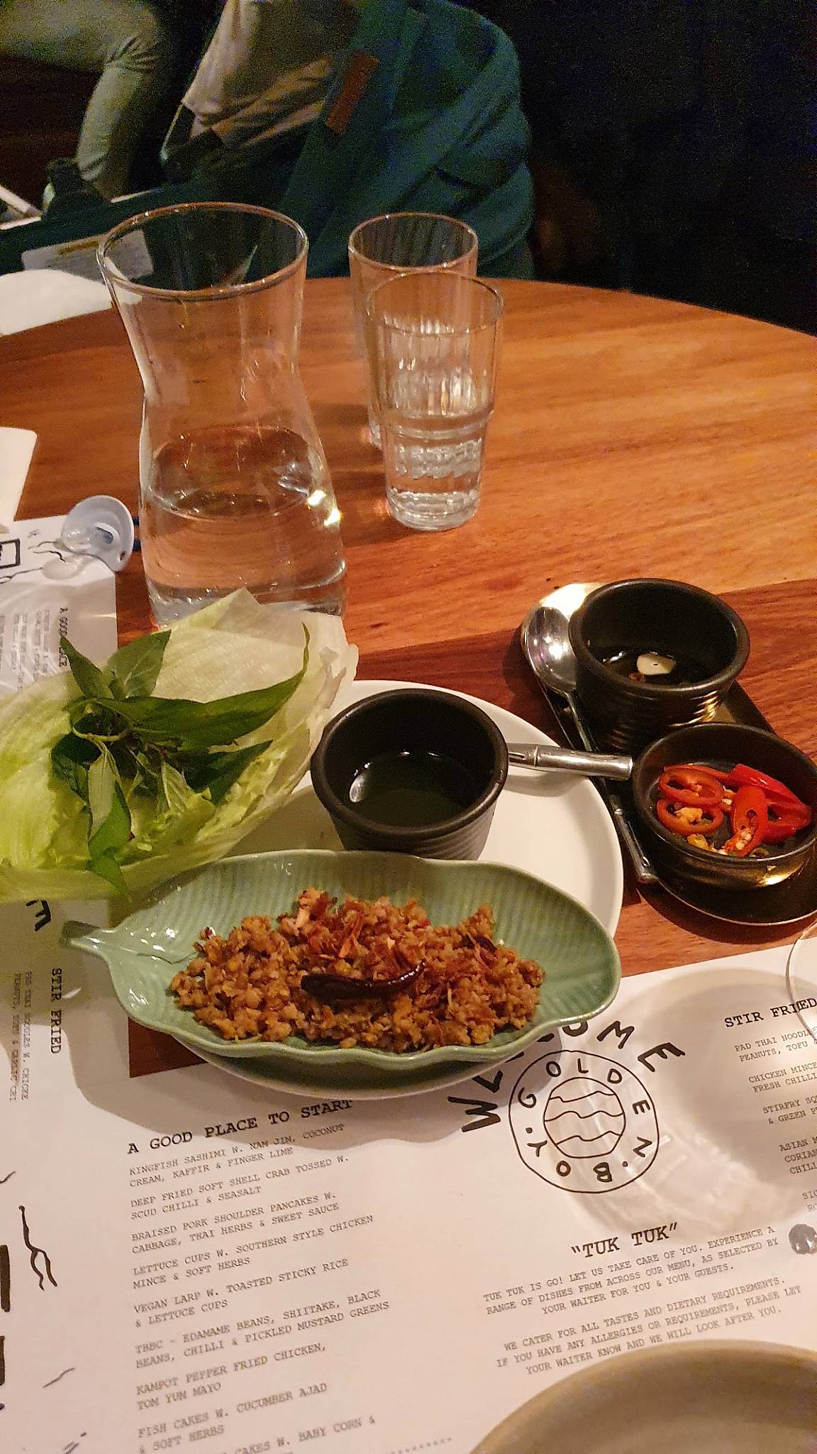 Menu at Golden Boy restaurant, Adelaide