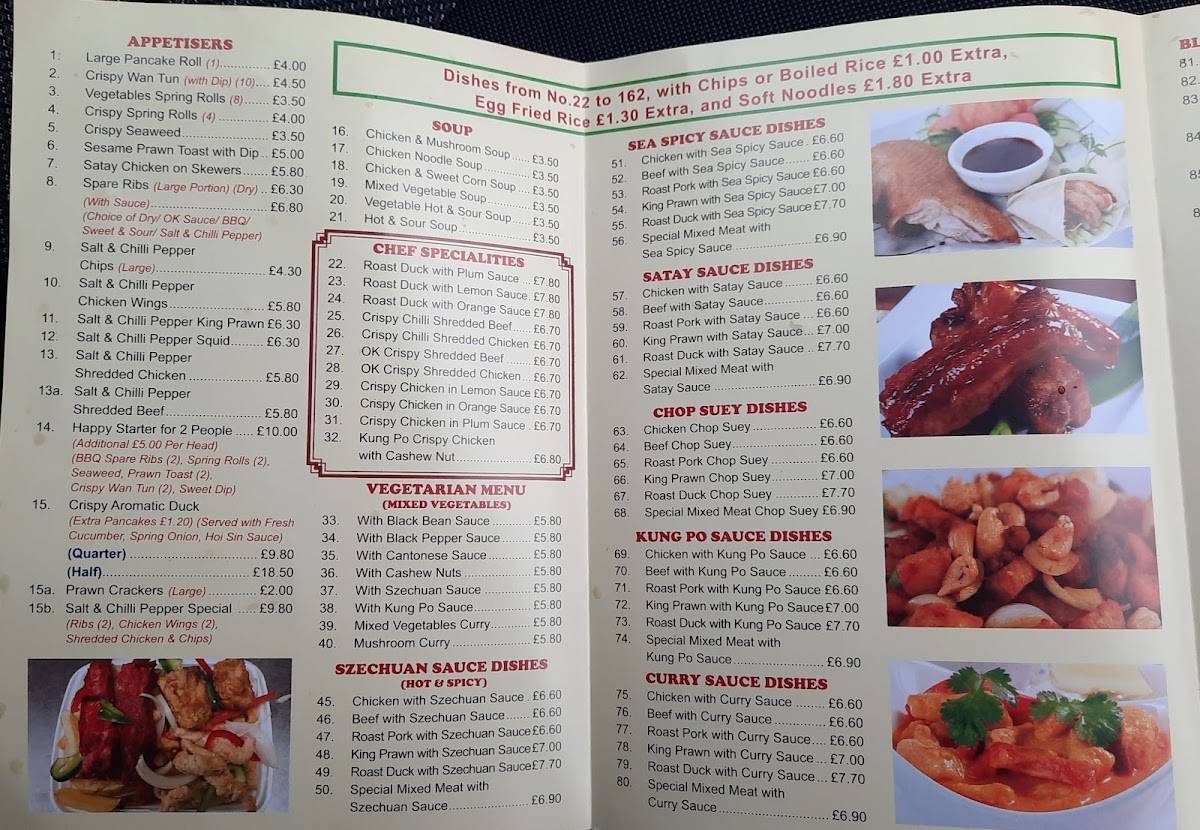 Menu at Golden Dragon restaurant, Filey