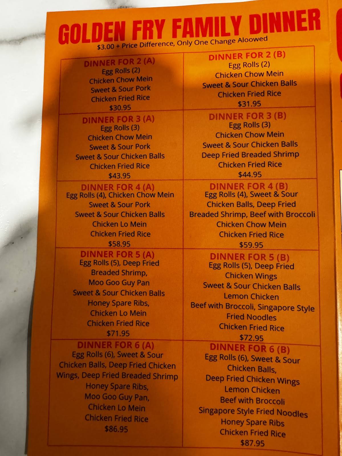 Menu at Golden Fry Chinese Restaurant, Rothesay