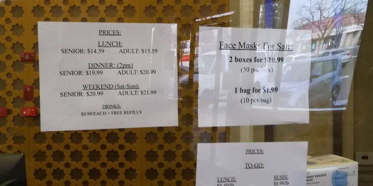 Menu at Golden Harbor Buffet restaurant, Fresno