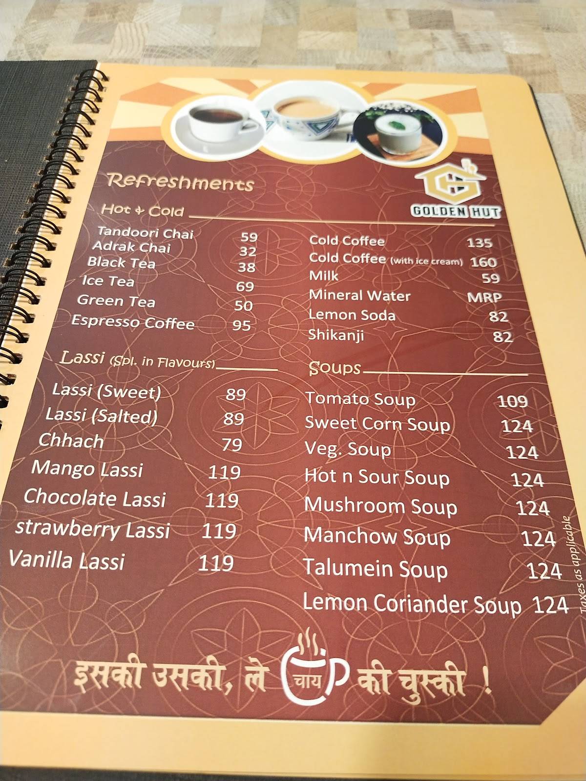 Menu at Dhaba In Derabassi Golden Hut, Gholu Majra