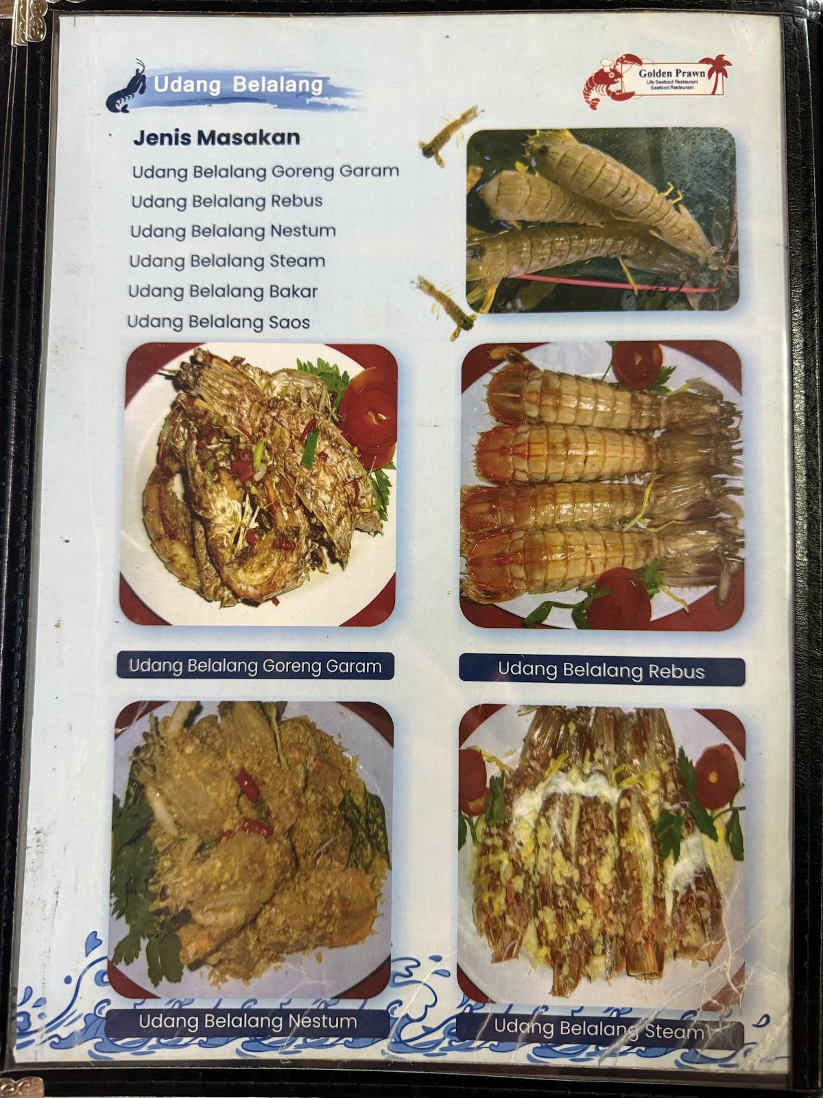 Menu at Golden Prawn 933 restaurant, Batam