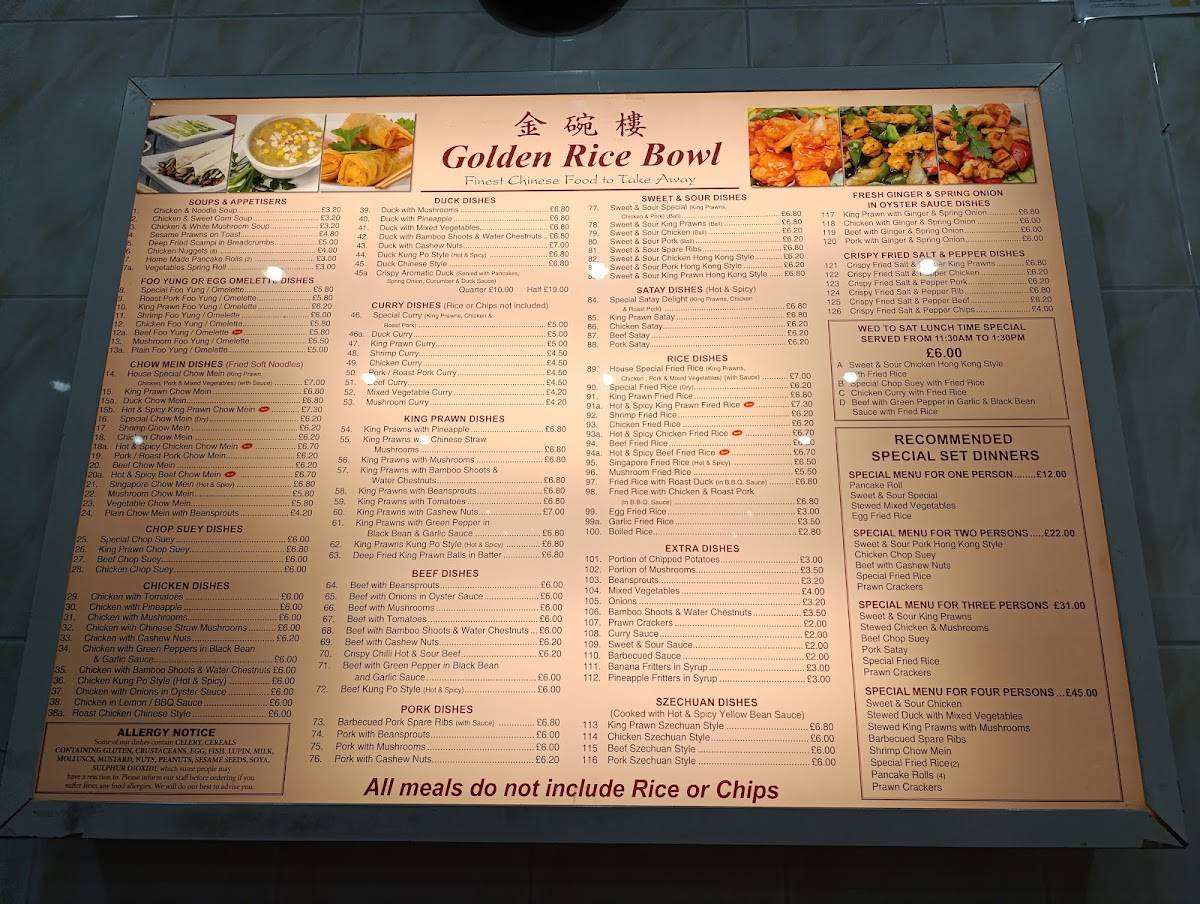 Menu at Golden Rice Bowl fast food, Northampton