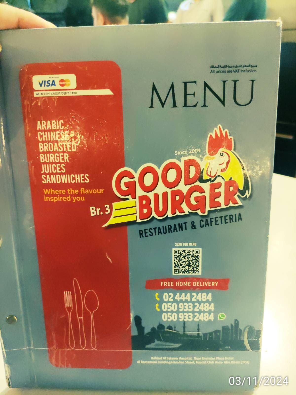 Menu at Good Burger Restaurant Tourist Club Area, Abu Dhabi
