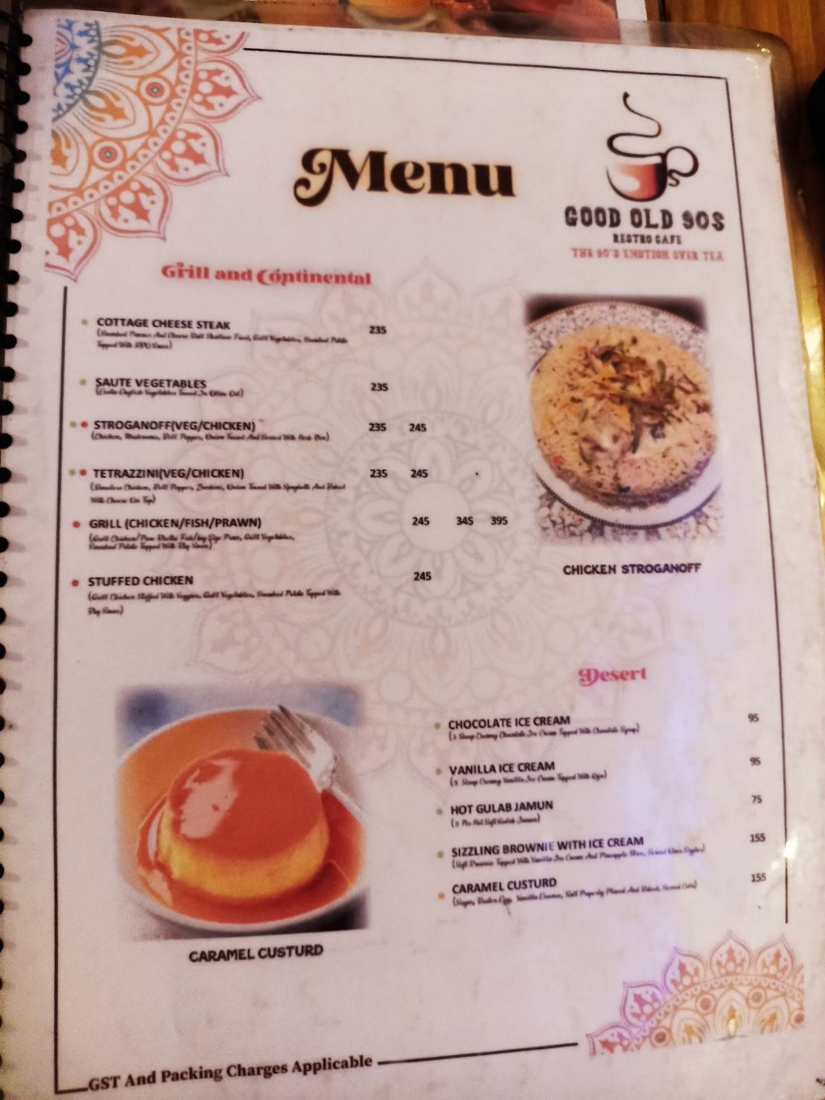 Menu at Good Old 90s Restro Cafe, Kolkata
