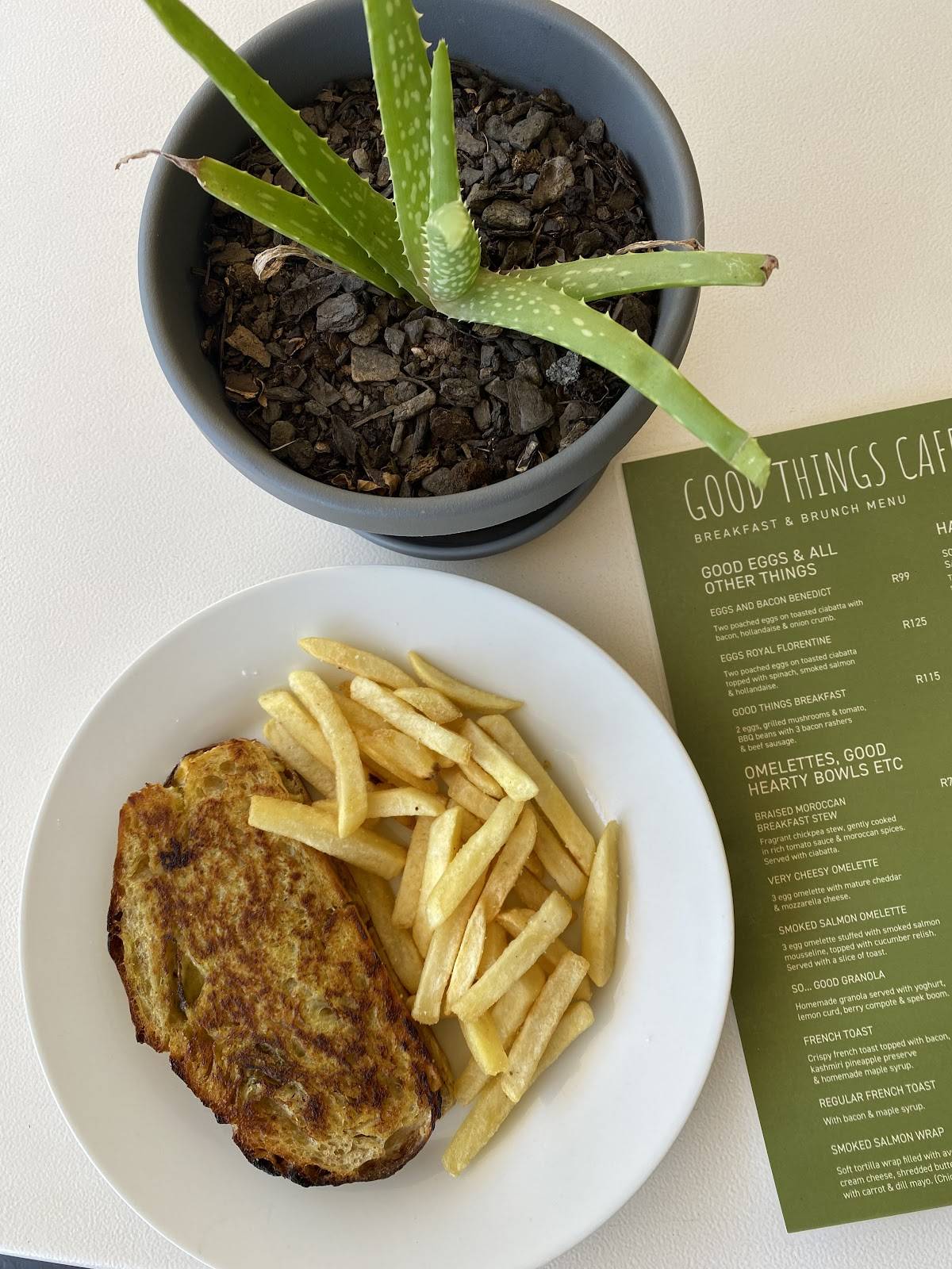 Menu at Good Things Café, Durban