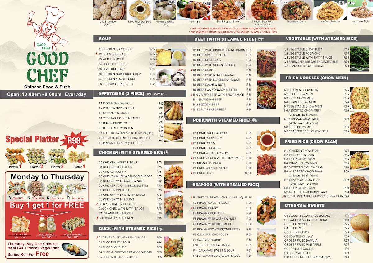 Menu at Good chef Fochville restaurant, Fochville