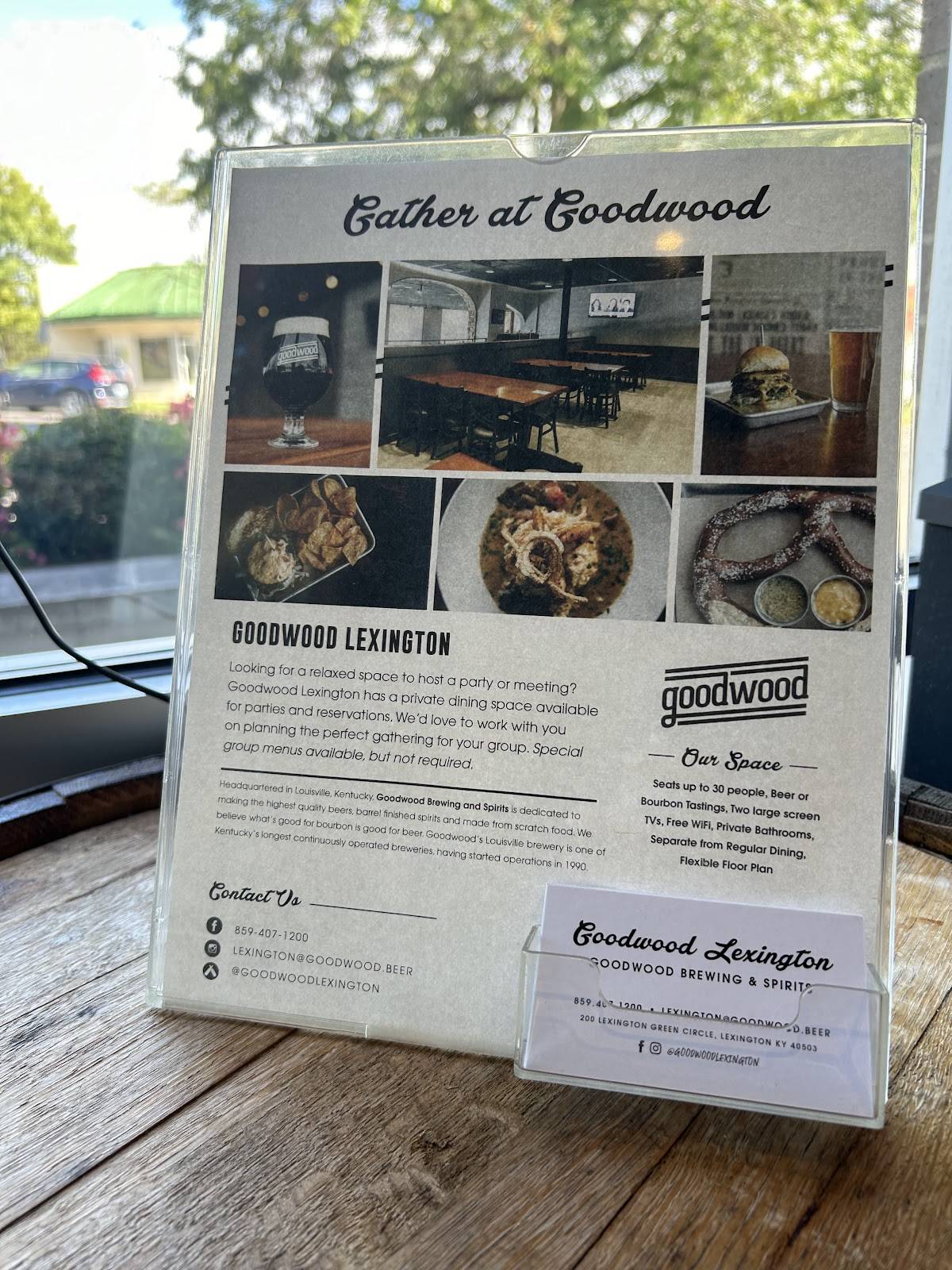Menu at Goodwood Lexington restaurant, Lexington