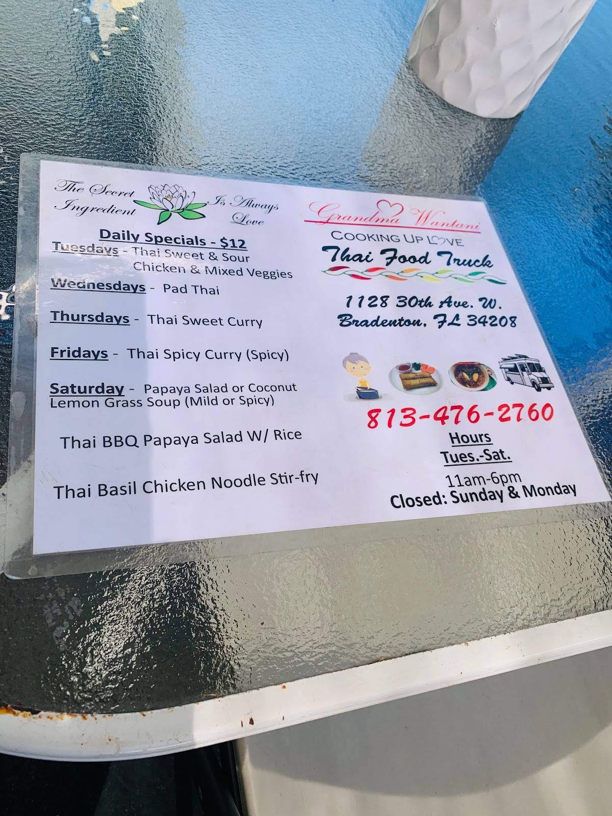 Menu at Grandma Wan Thai Mix Kitchen restaurant, Bradenton