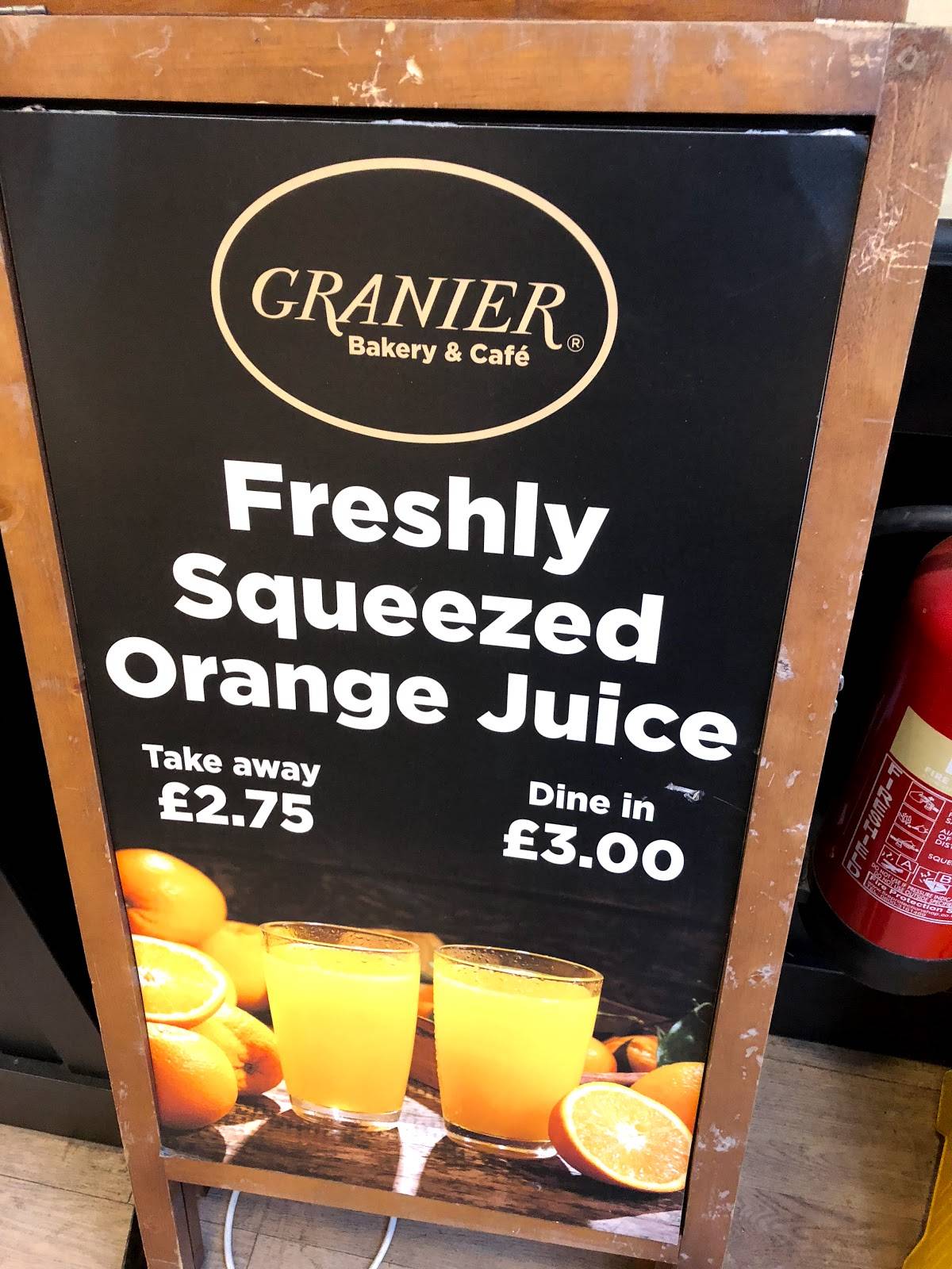 Menu at Granier Bakery Cafe, London, 115 Queensway