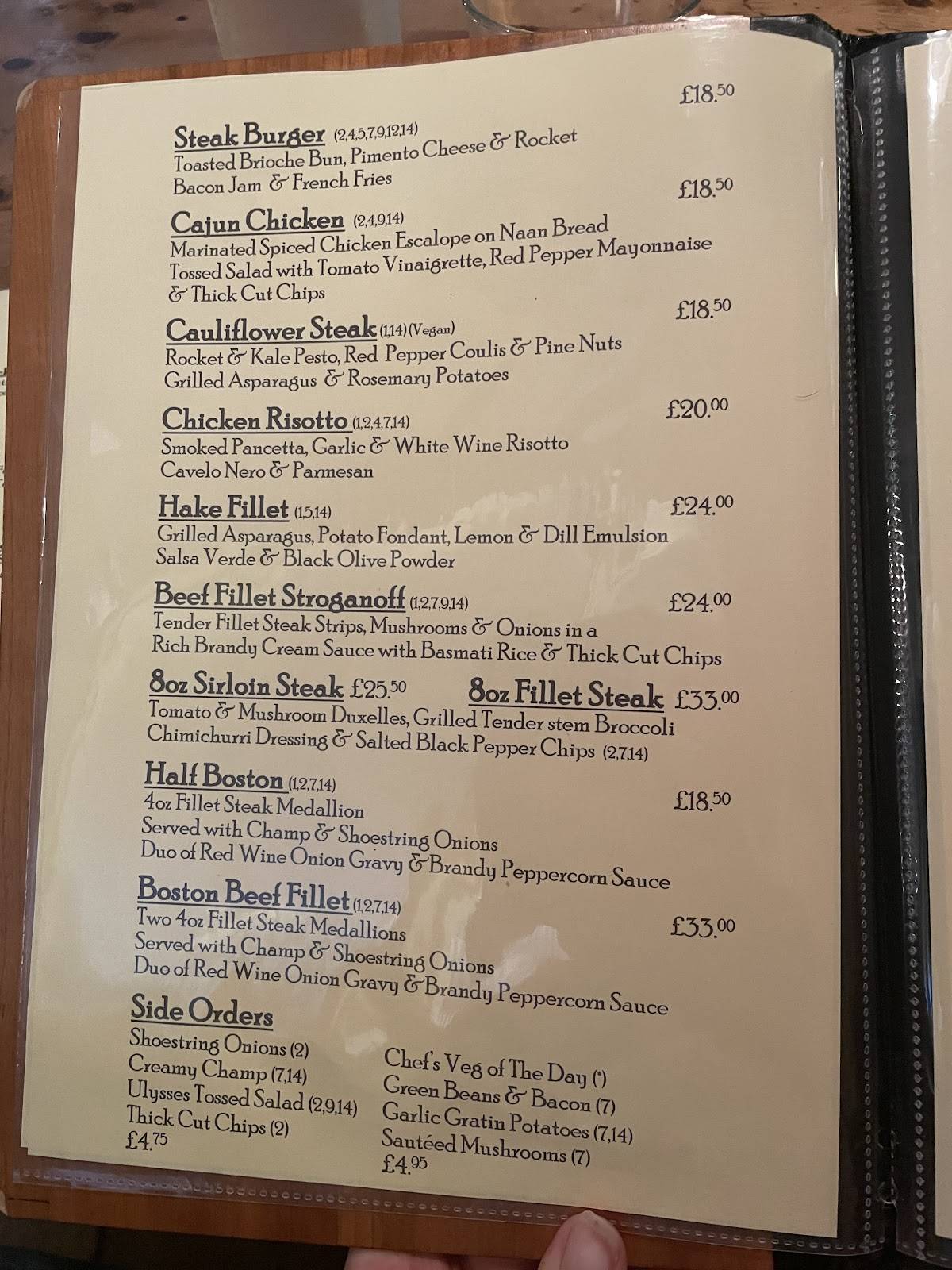 Menu at Grants of Omagh restaurant, Omagh