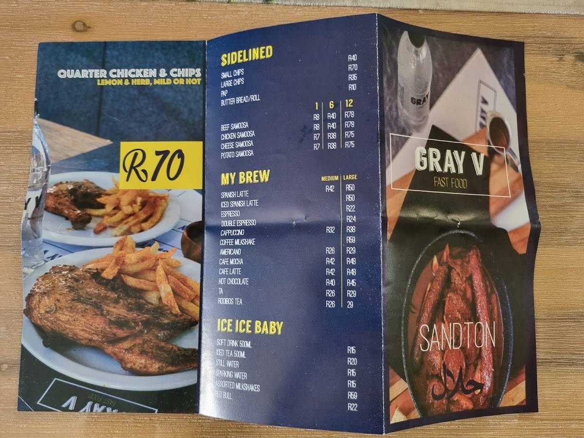 Menu at Gray V Sandton restaurant, Sandton