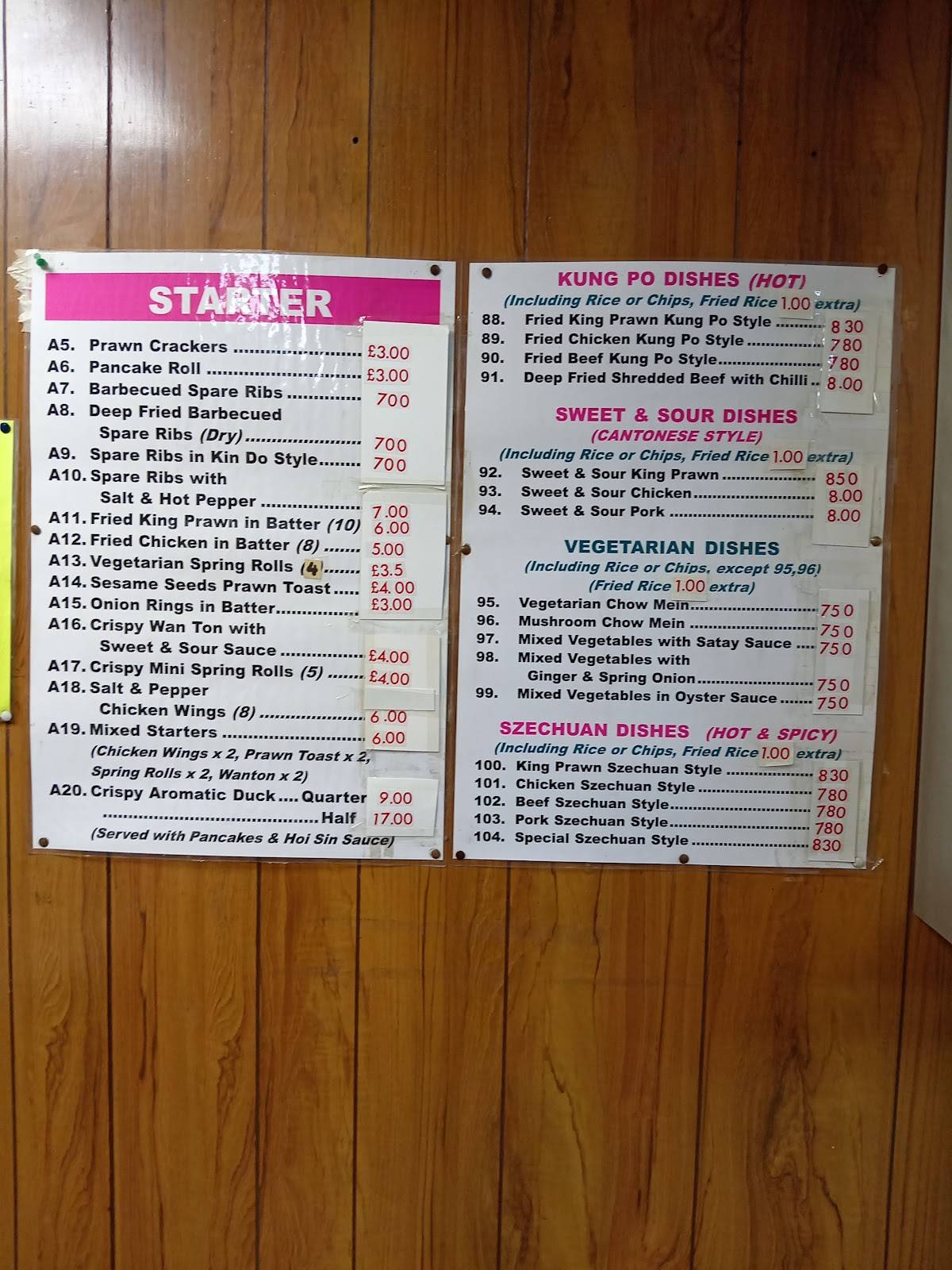 Menu at Great Wall fast food, Keighley, 161 West Ln