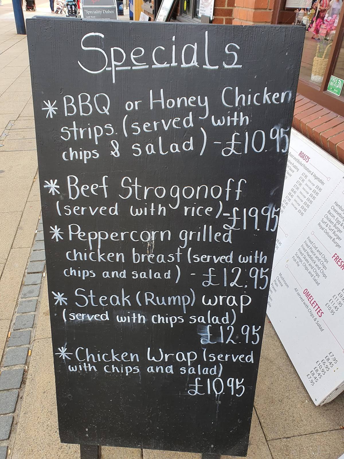 Menu at The Arches restaurant, Great Yarmouth, 72 Regent Rd