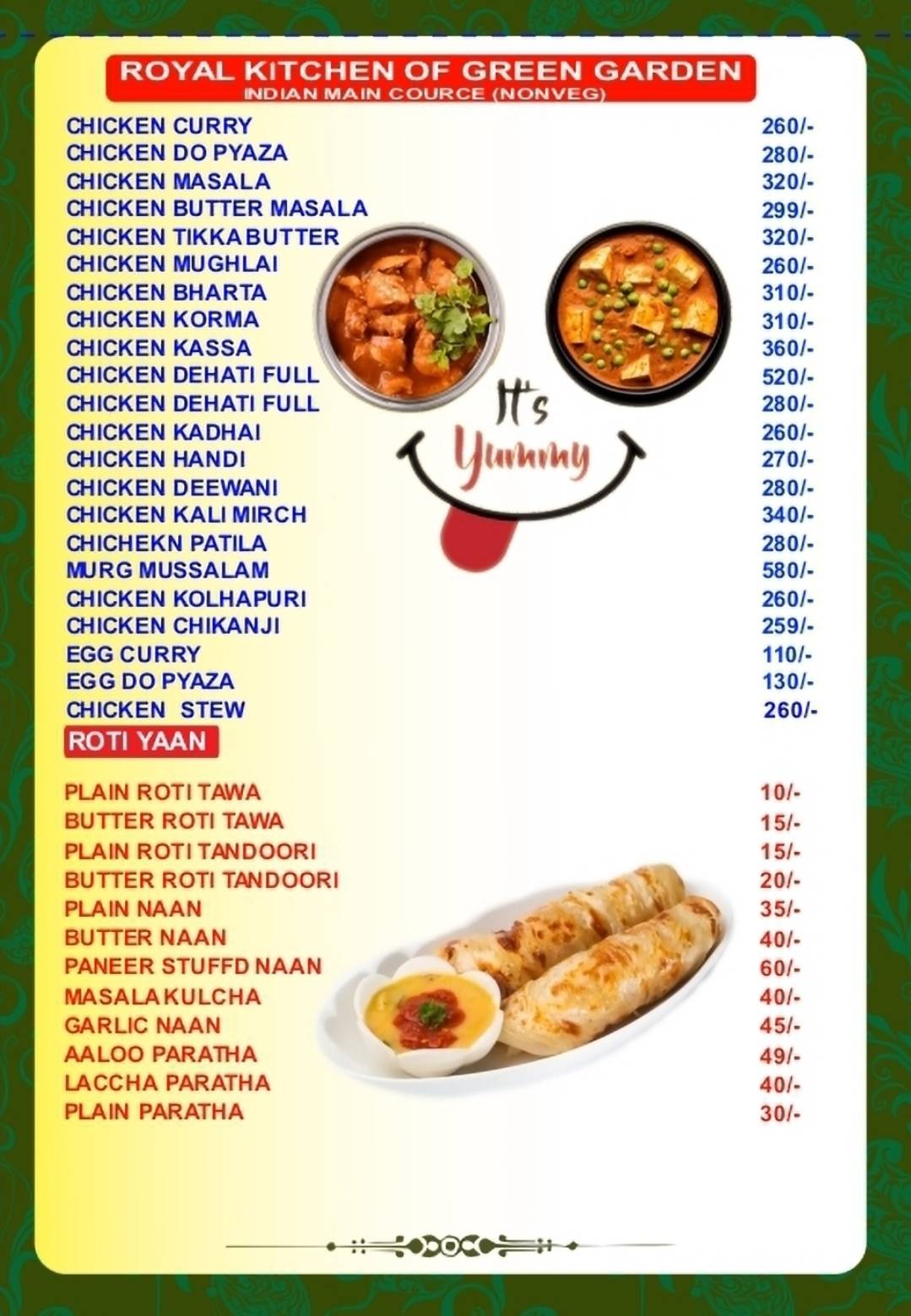 Menu at Green Garden Restaurant, Nawada