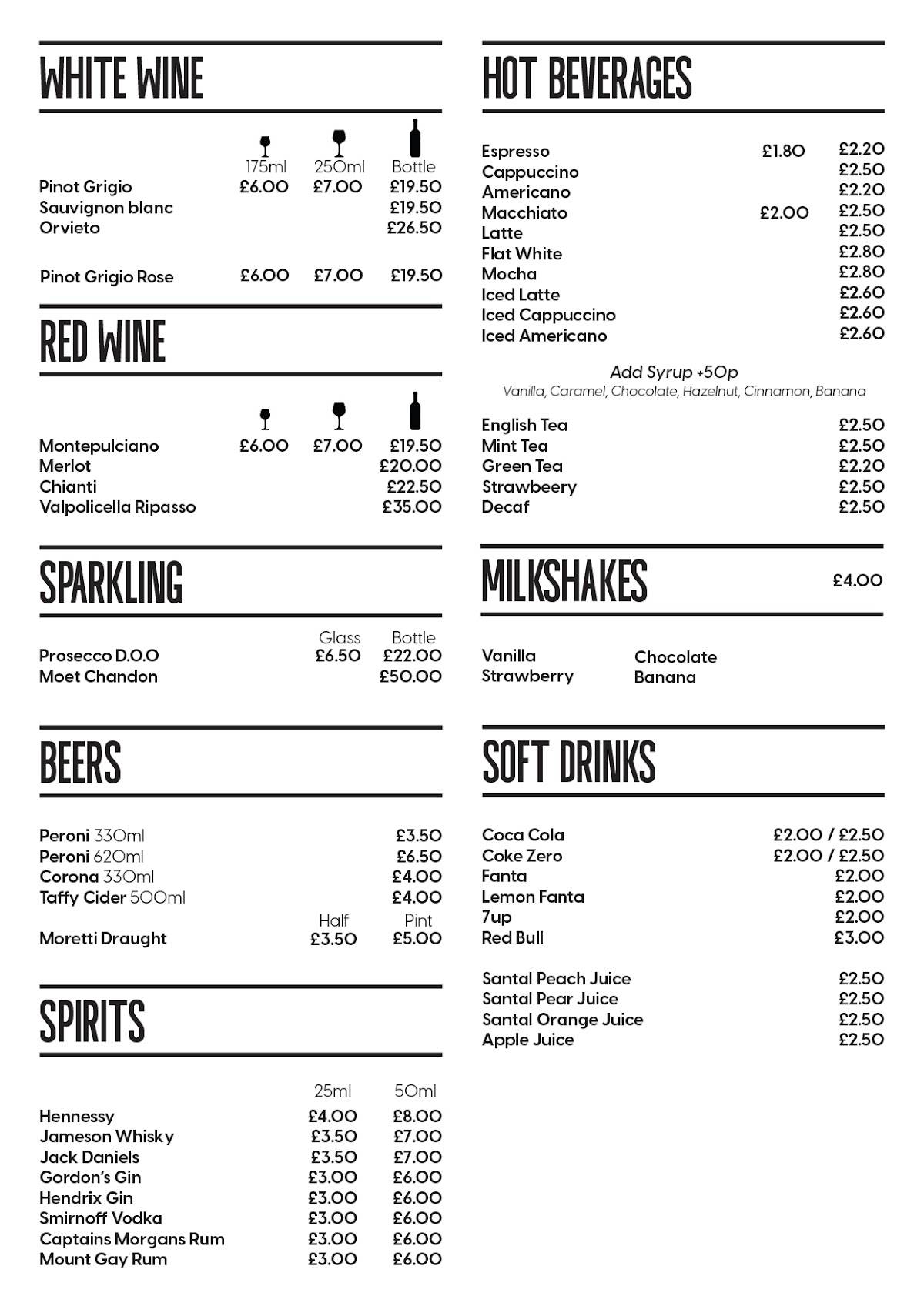 Menu at Green Lounge Italian restaurant, Cardiff