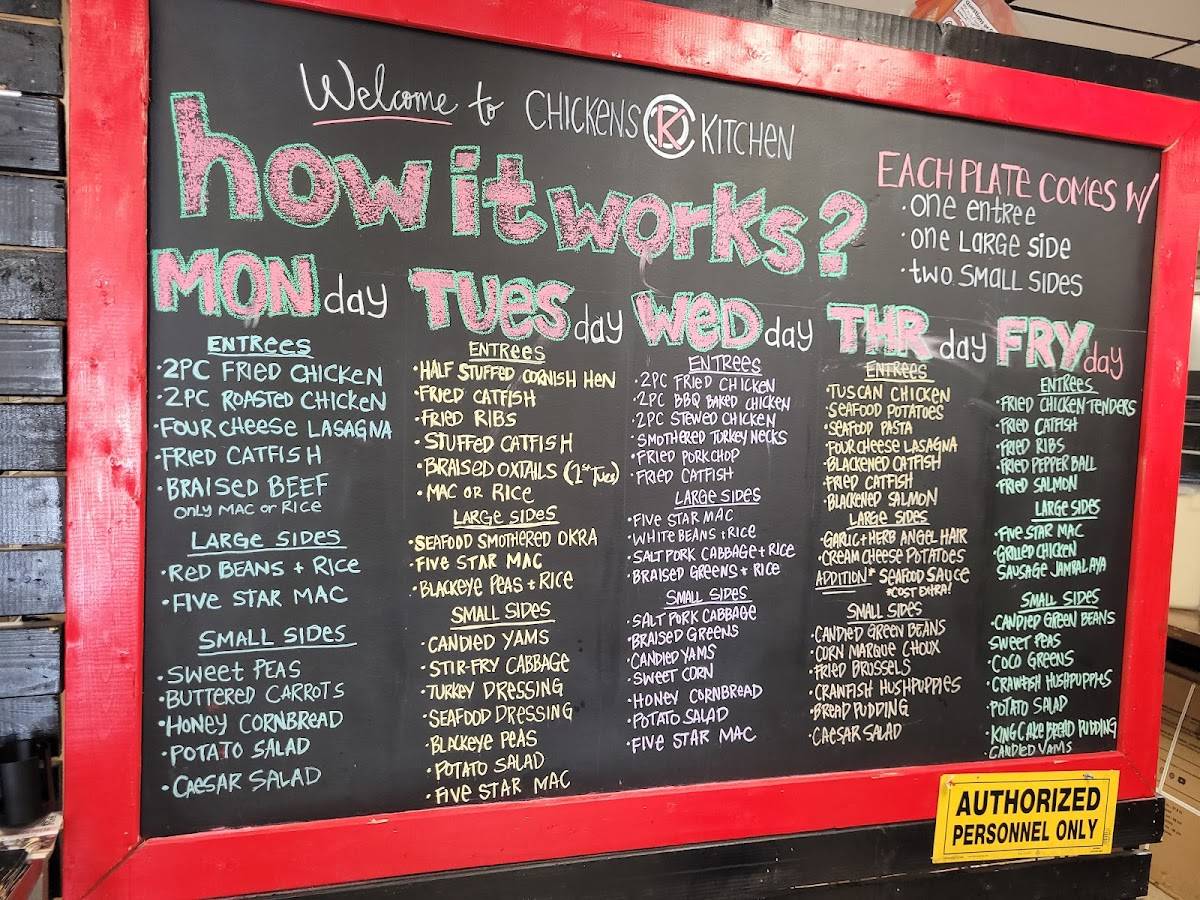 Menu at Chicken’s Kitchen restaurant, Gretna