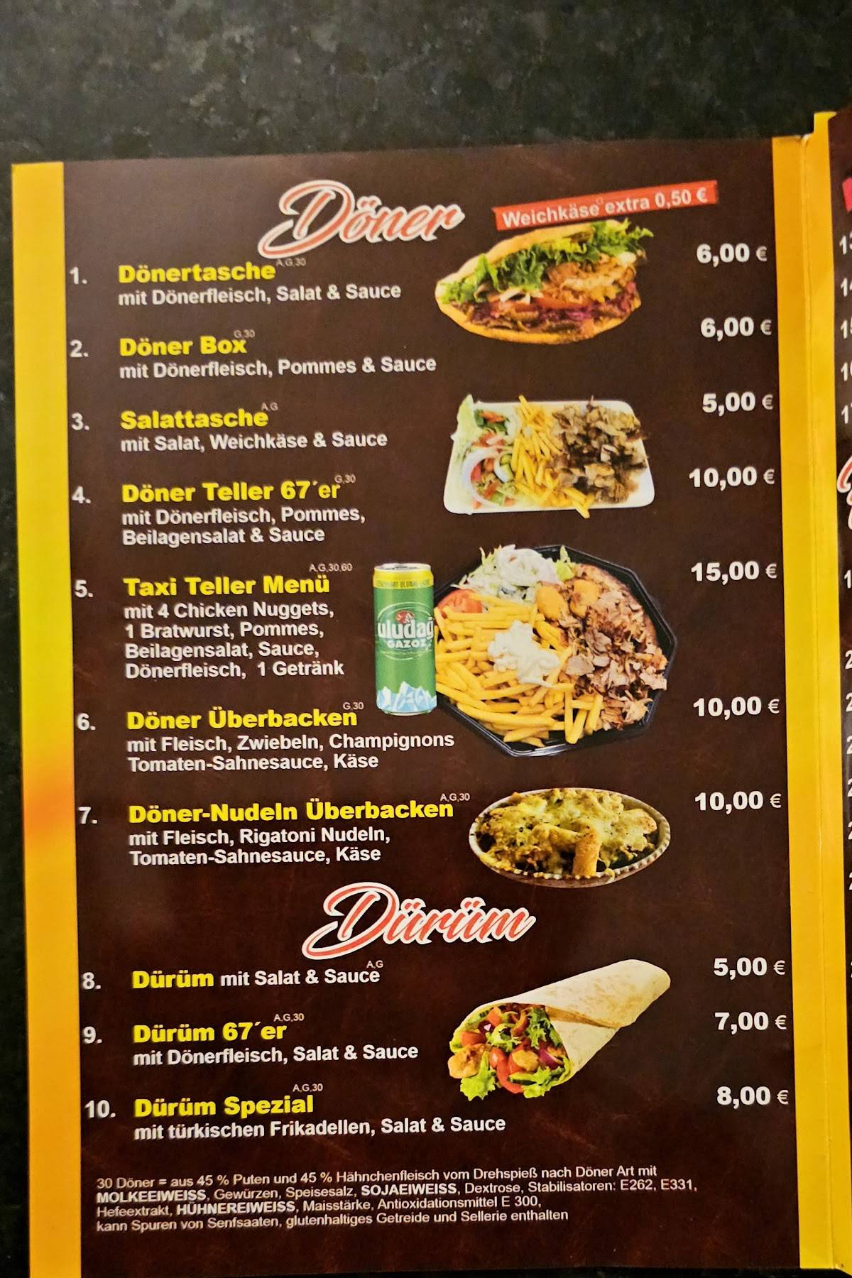 Menu at Grill 67 restaurant, Brilon