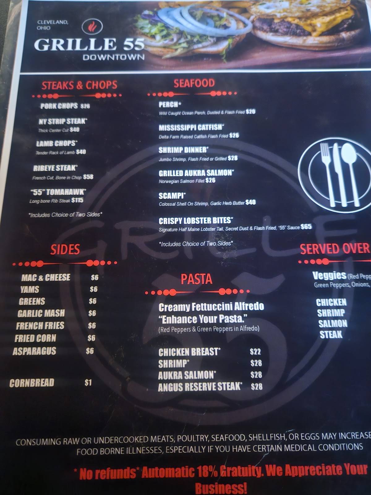 Menu at Grille 55 Downtown pub & bar, Cleveland