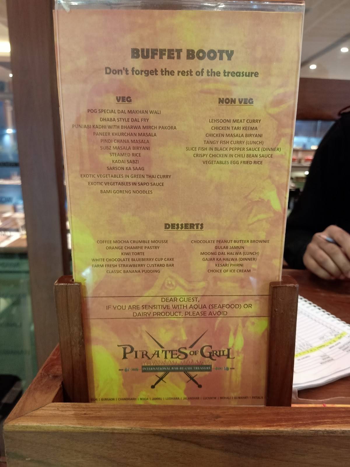 Menu at Pirates of Grill, Guwahati