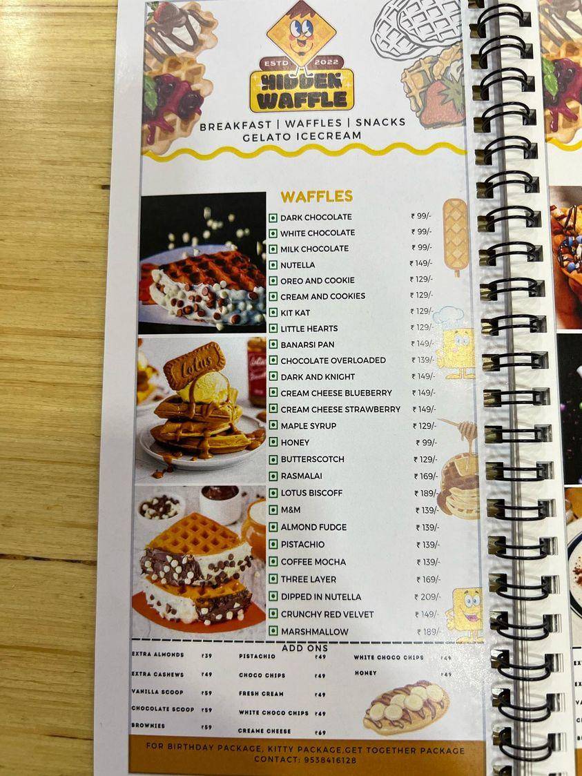 Menu at HIDDEN WAFFLE, Bidar