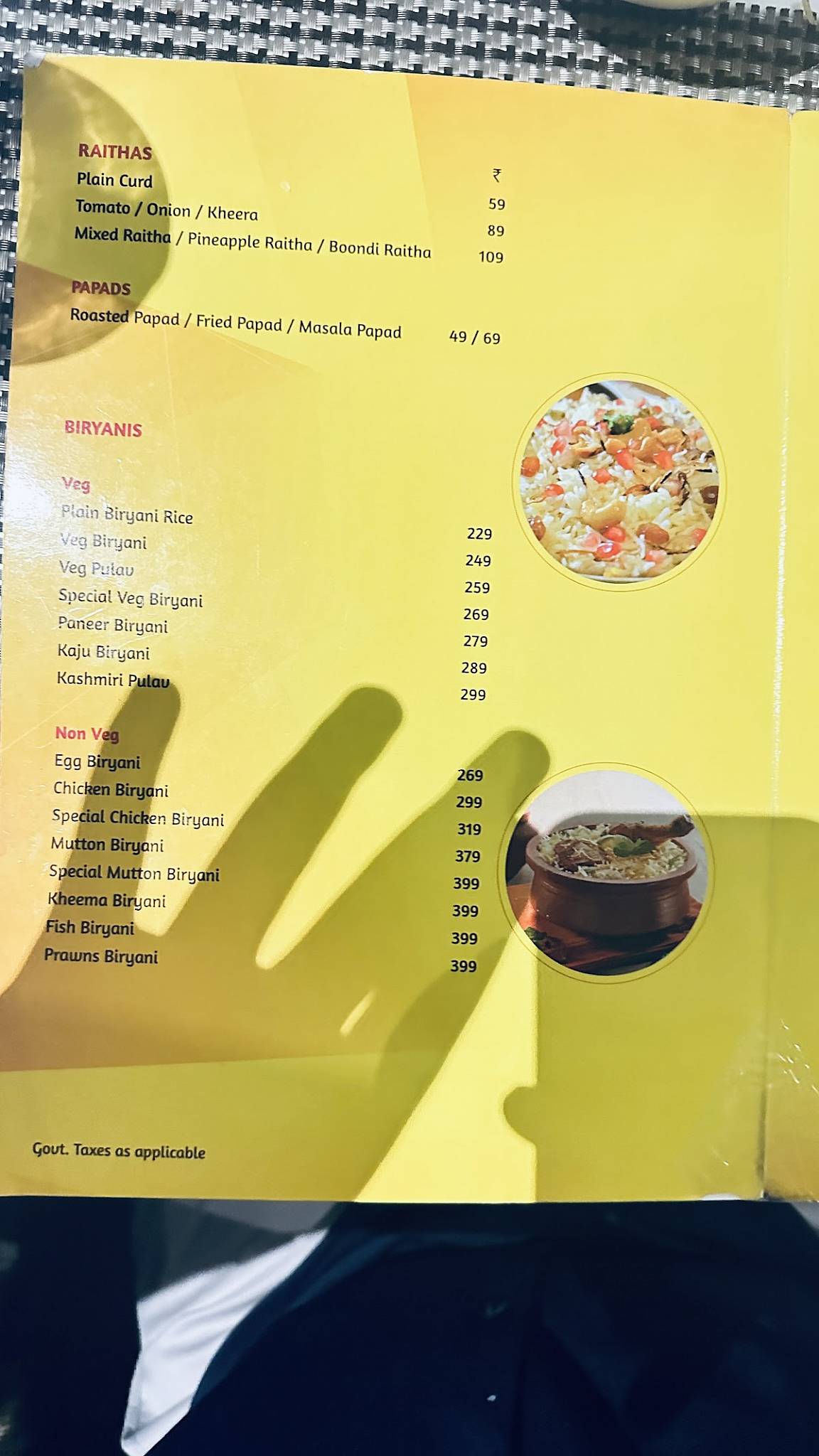 Menu at HOTEL TULIPS GRAND, Hyderabad, Turka yamjal