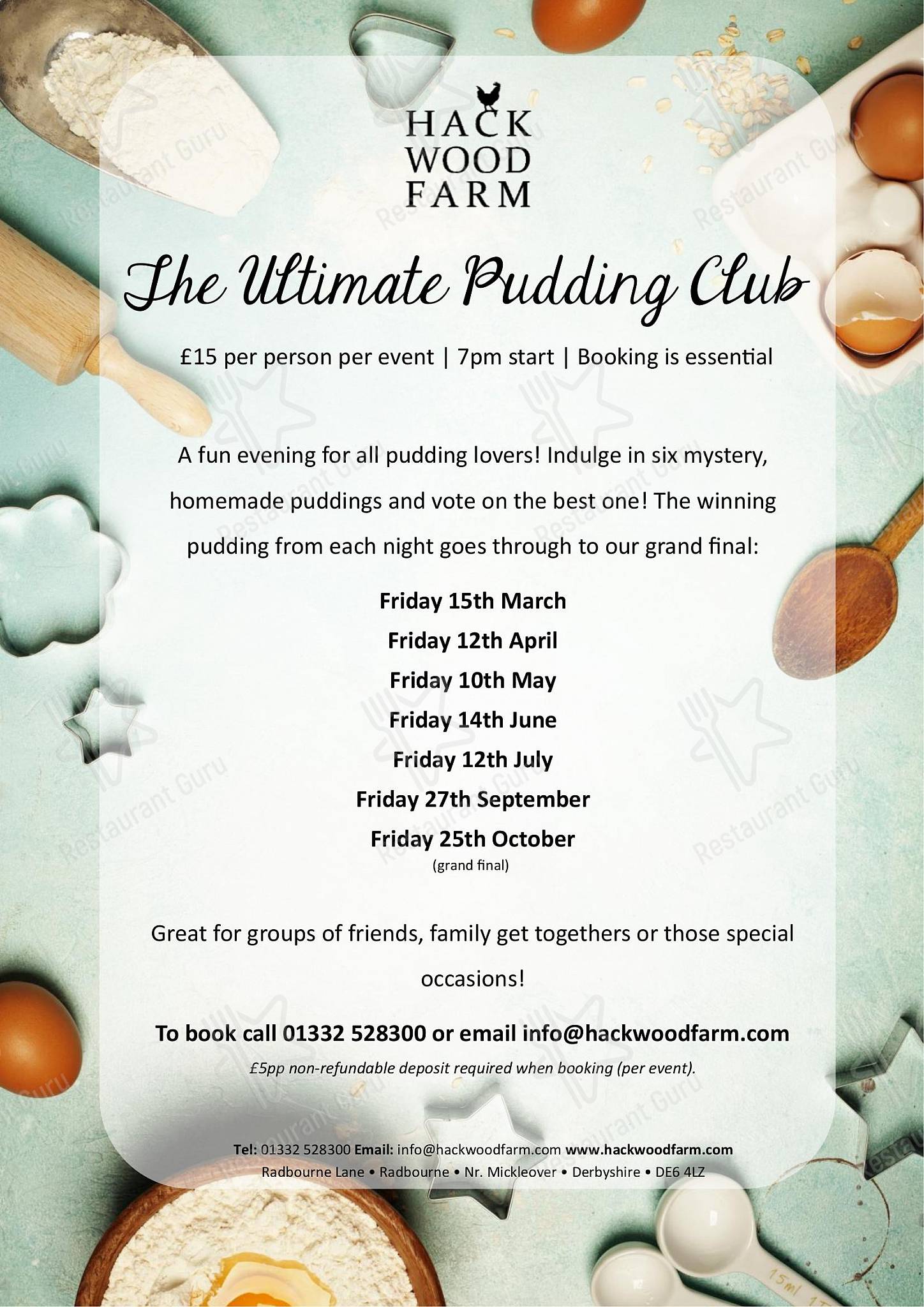 Menu at Hackwood cafe, Derby