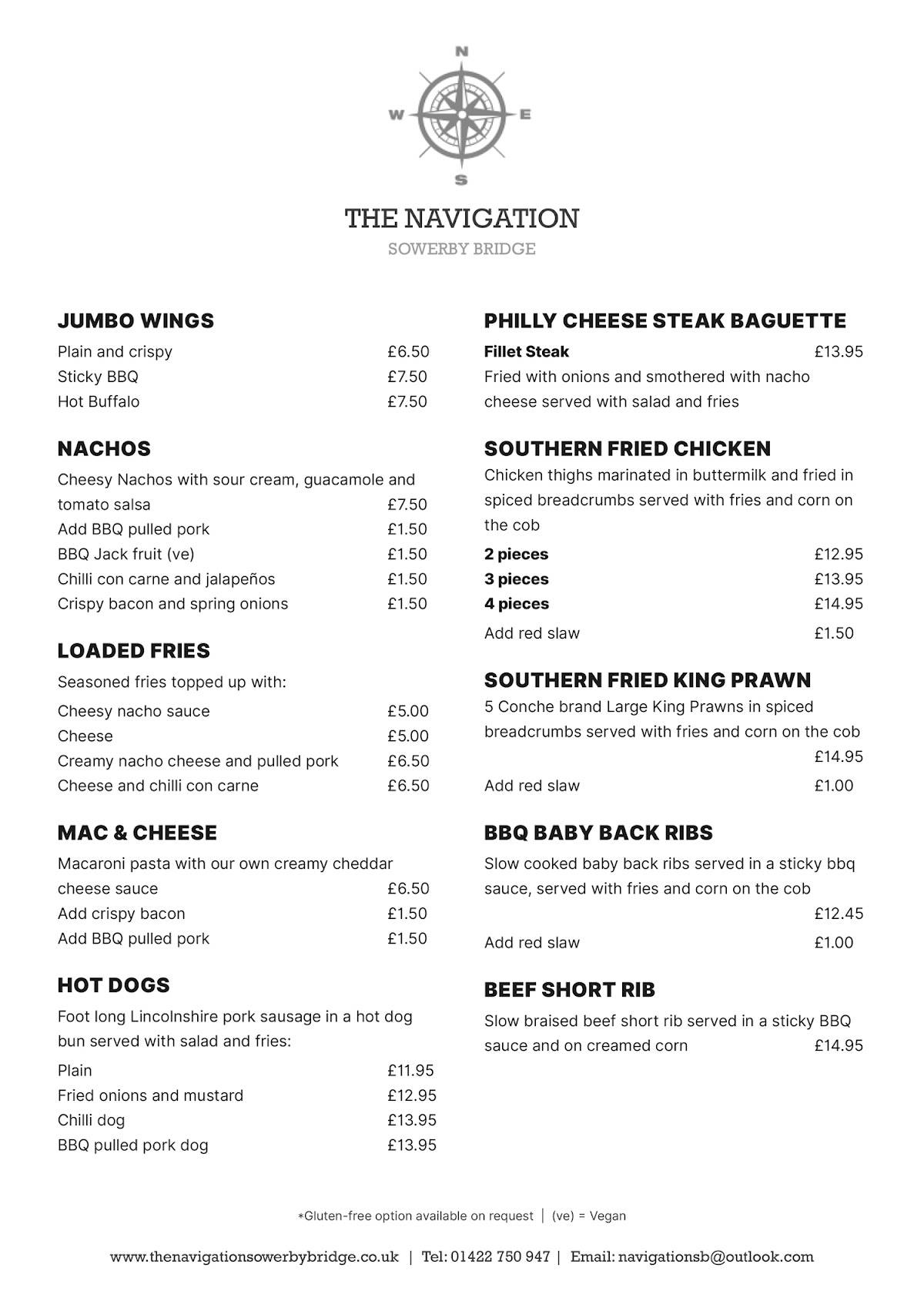 Menu at The Navigation pub & bar, Sowerby Bridge, 47 Chapel Ln
