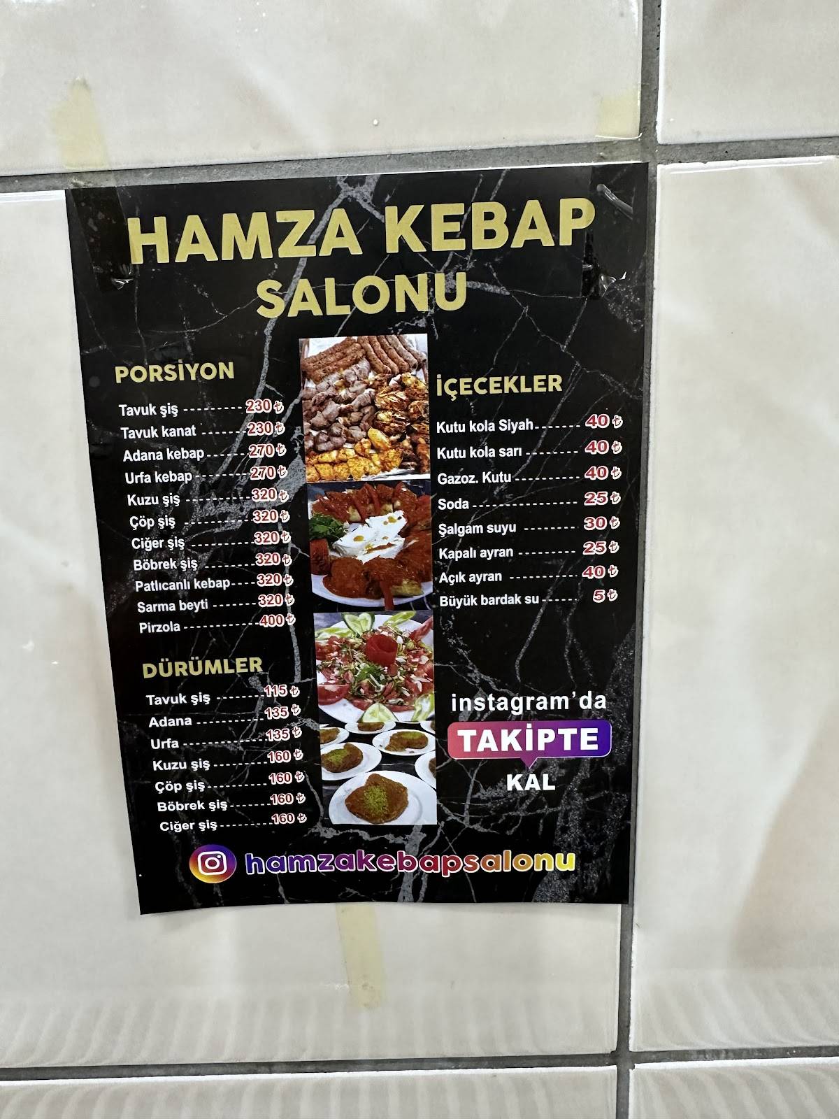 Menu at Hamza Kebap salonu, Istanbul