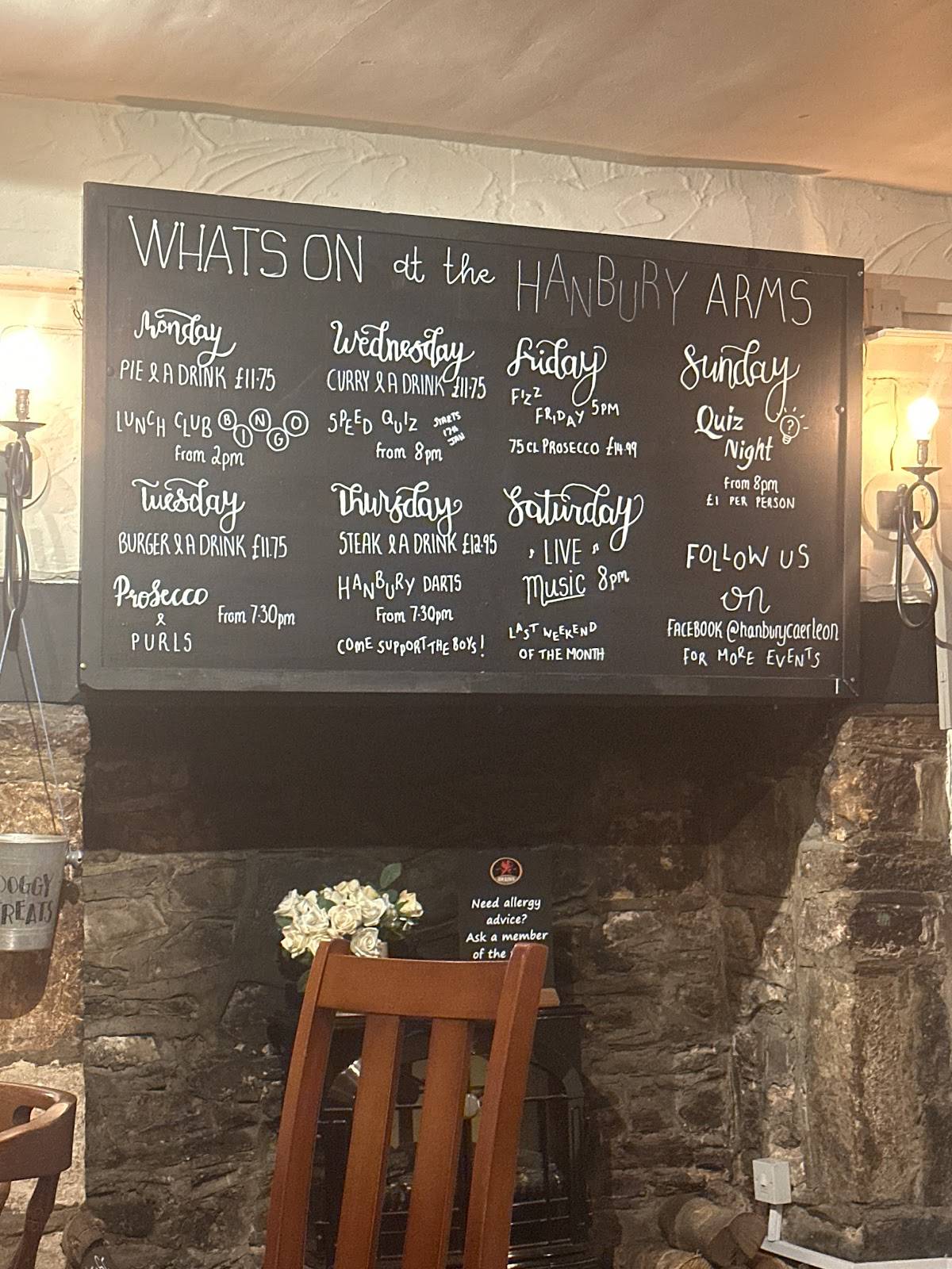 Menu at Hanbury Arms pub & bar, Newport