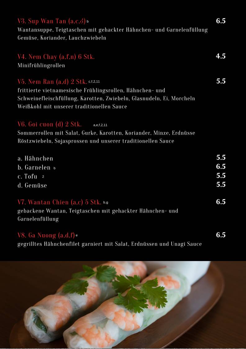 Speisekarte von Nét Hue restaurant, Hannover