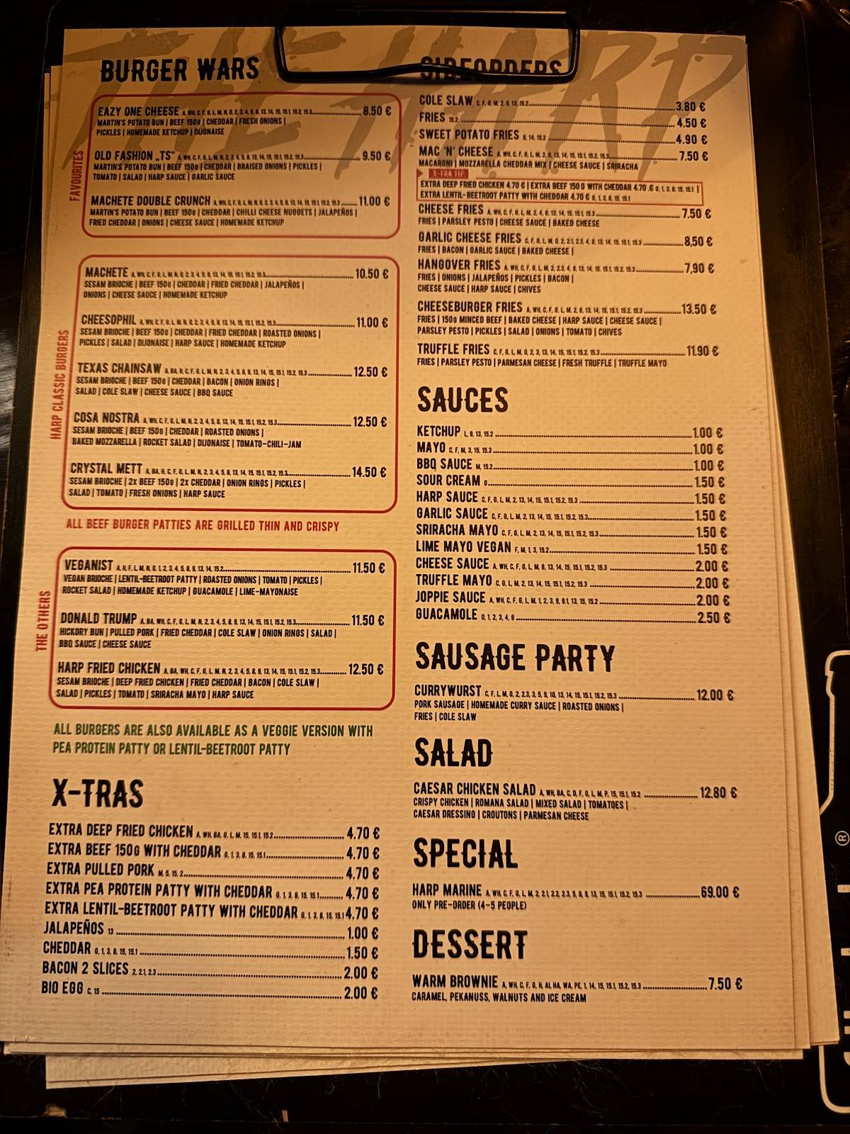 Speisekarte von The Harp pub & Bar, Hannover
