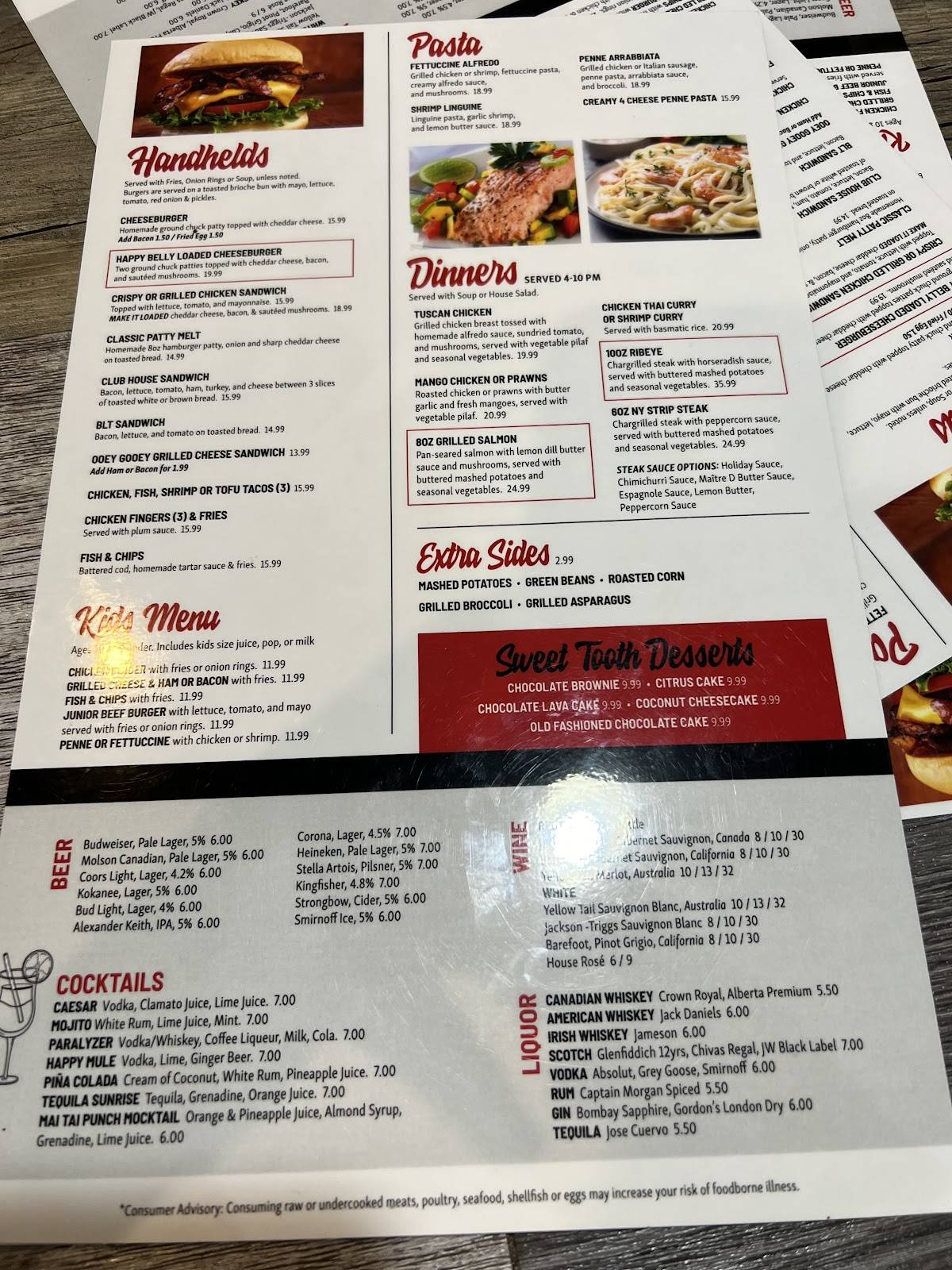 Menu at Happy Belly Grill & Bar, Drumheller