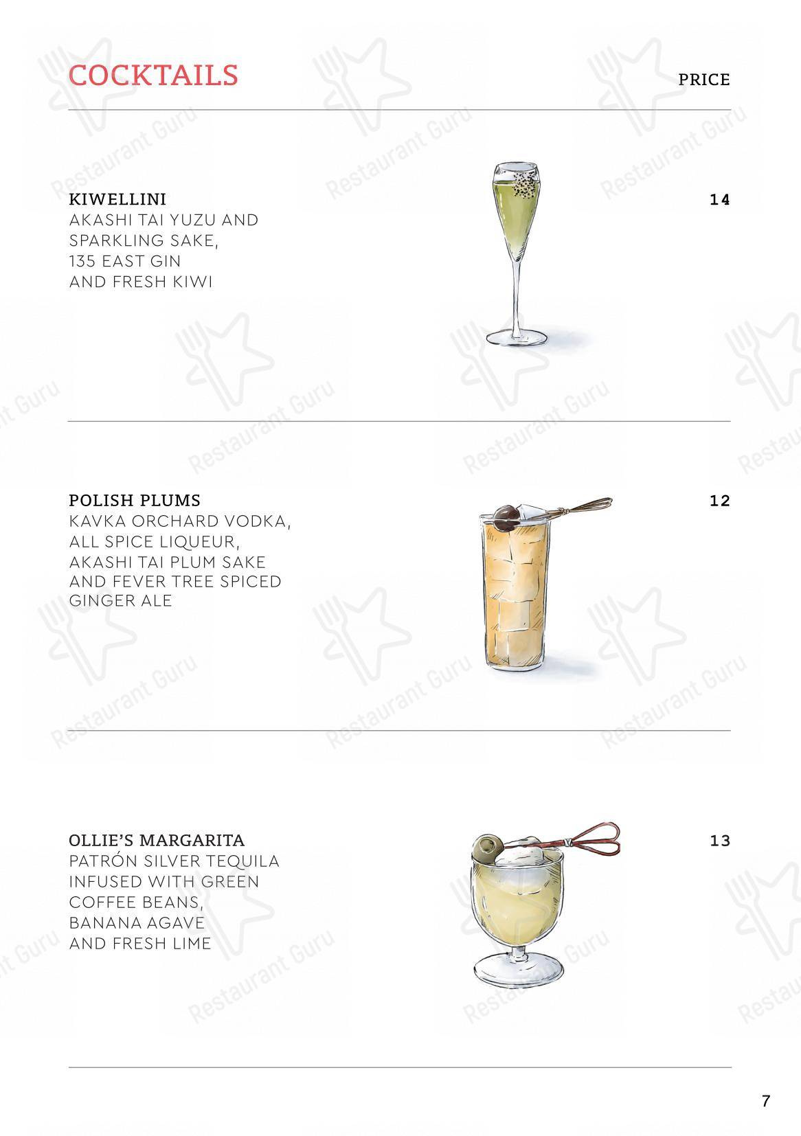 Menu at HarBAR on 6th, Southampton