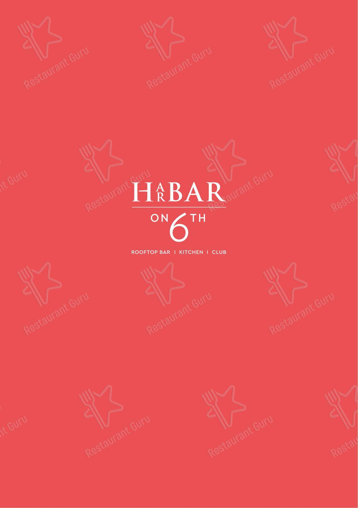 Menu at HarBAR on 6th, Southampton