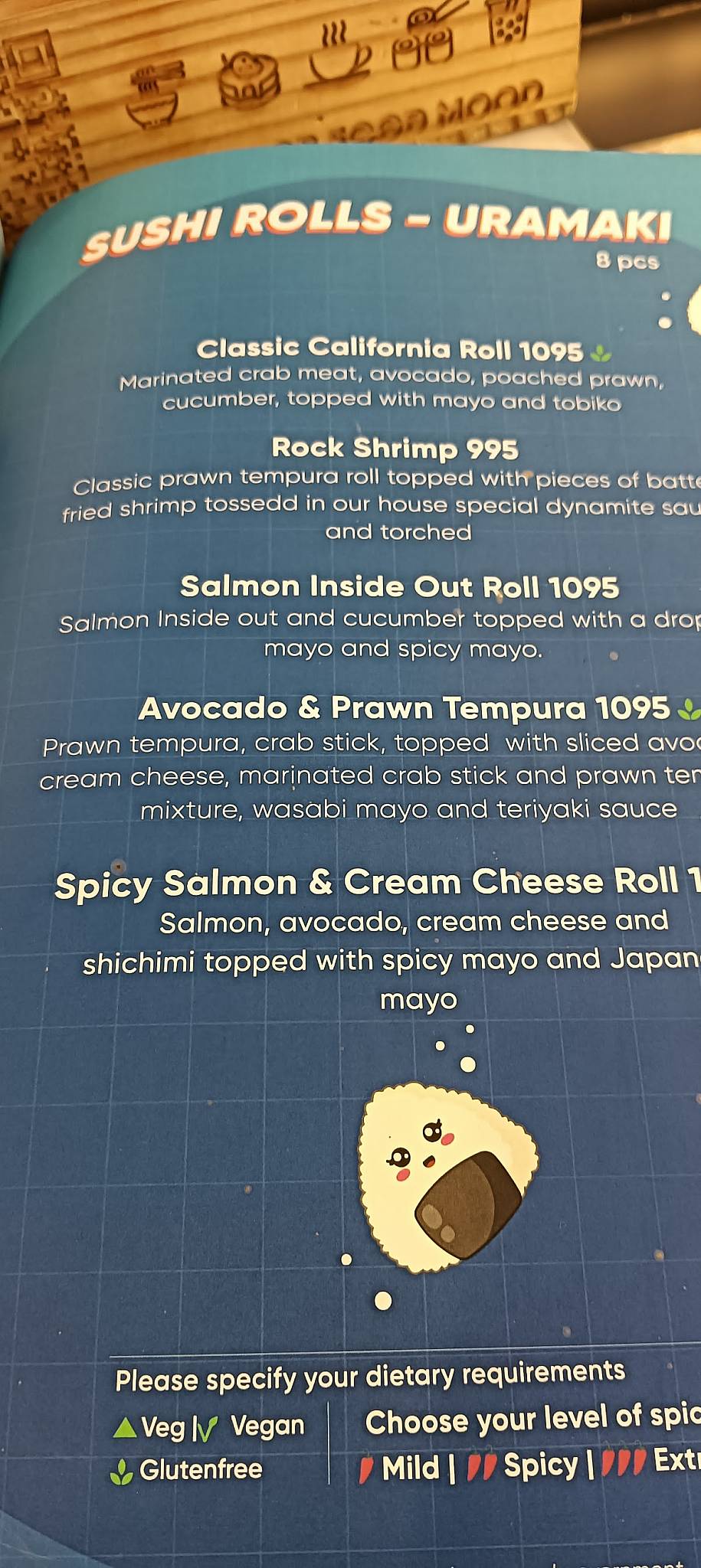Menu at Harajuku Tokyo Cafe, New Delhi