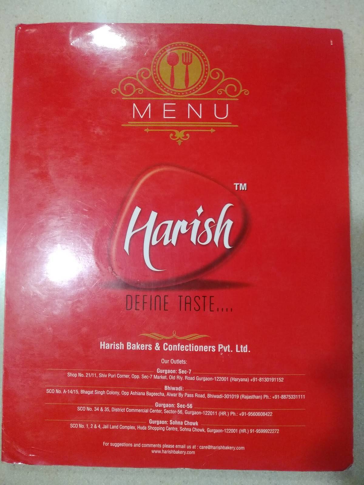 Menu at Harish Bakery, Bhiwadi, 6R45+496