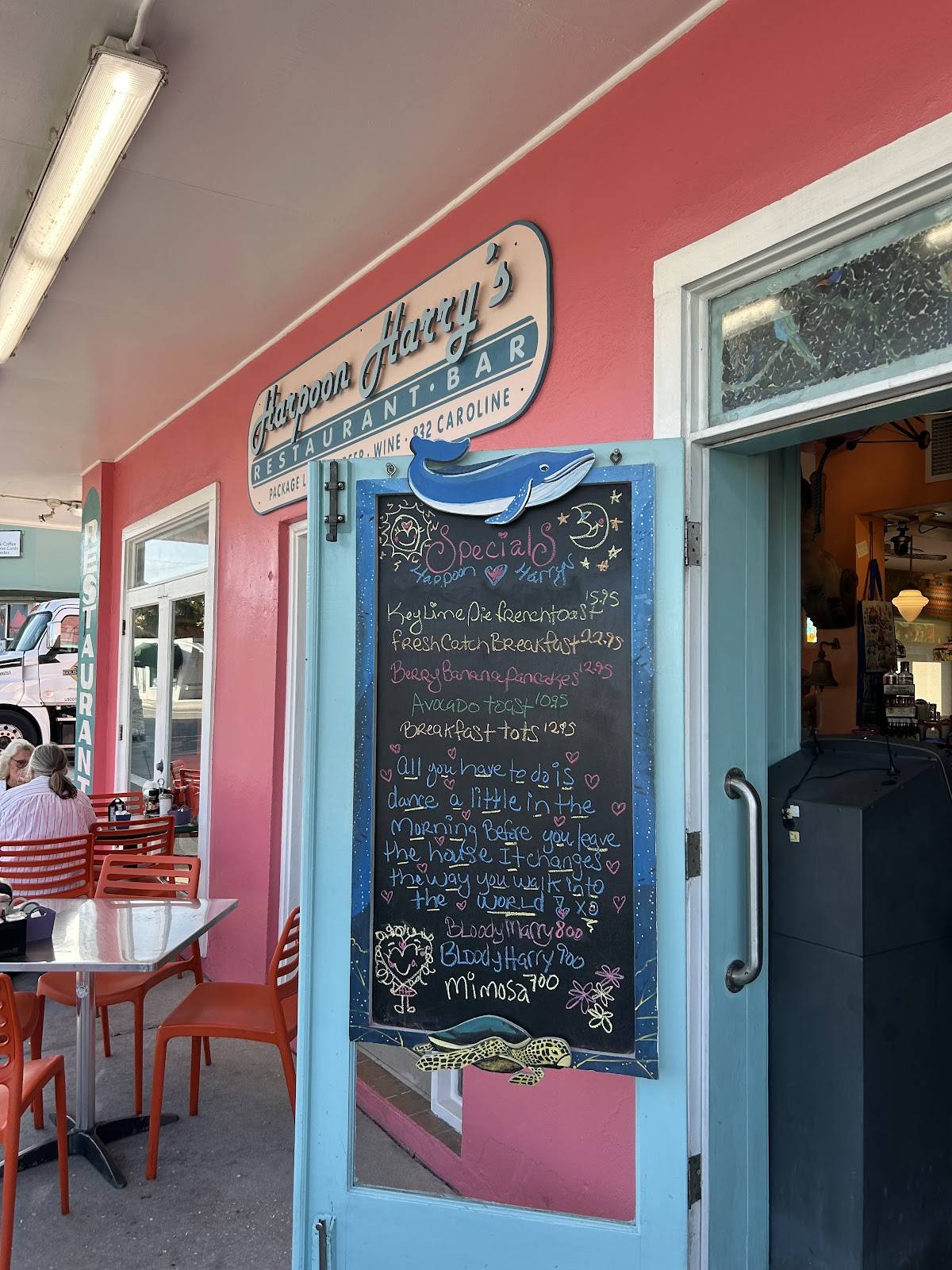 Menu at Harpoon Harry's restaurant, Key West