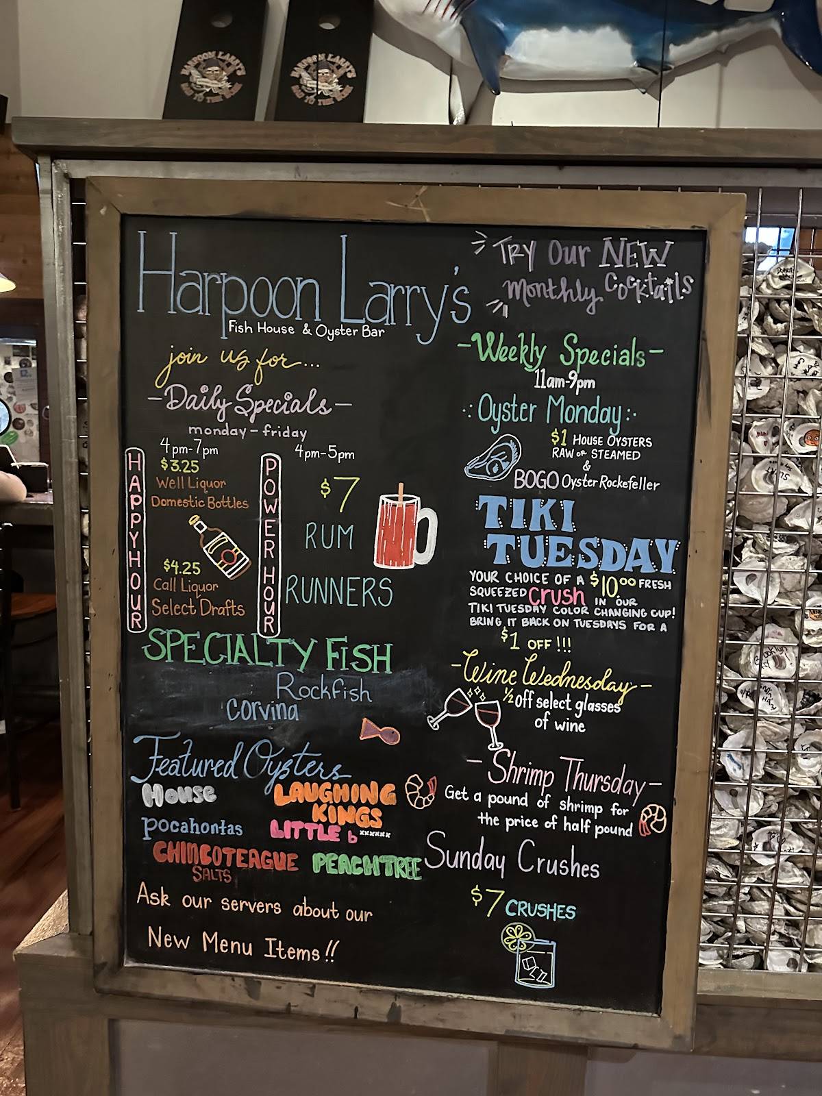 Menu at Harpoon Larry's Fish House & Oyster Bar, Newport News